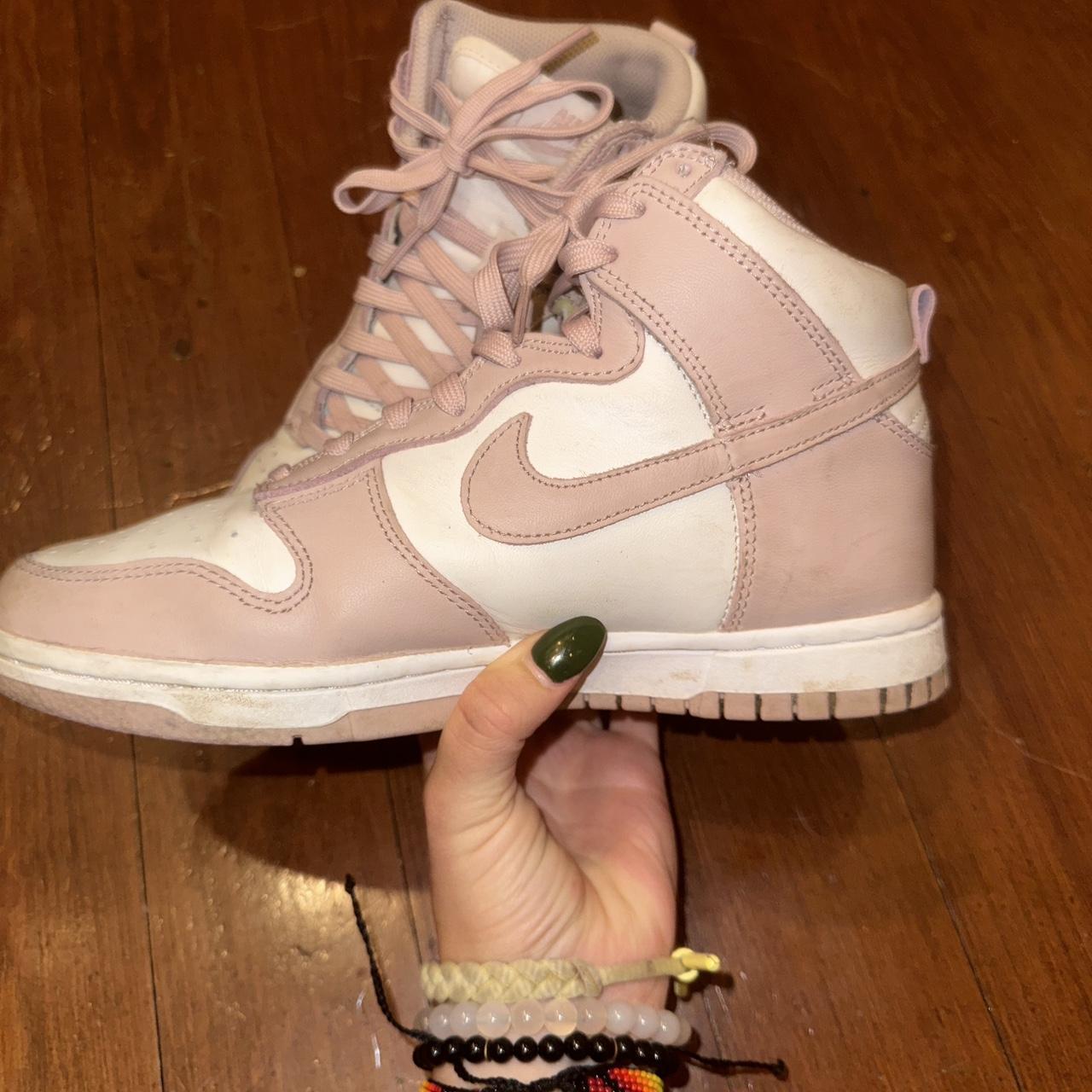 Women’s dusty pink high top Nike Dunks - Depop