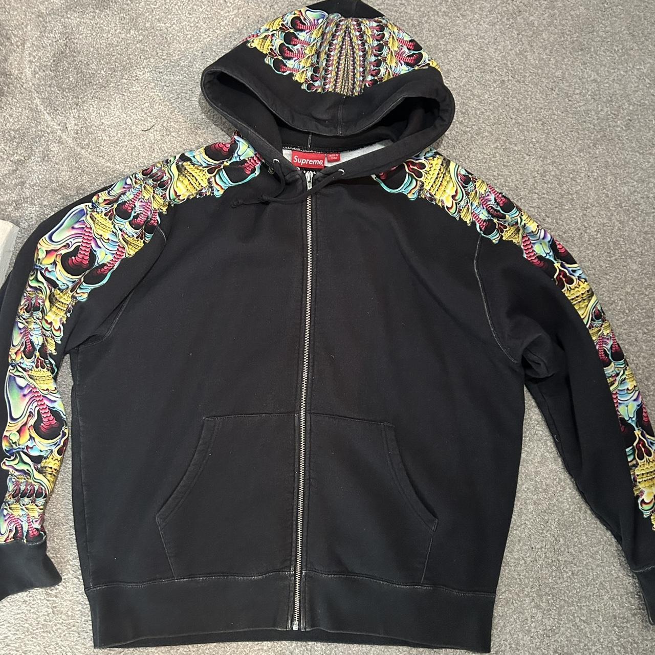 Supreme Skulls Zip Up Hooded Sweatshirt 2022 (Black)... - Depop