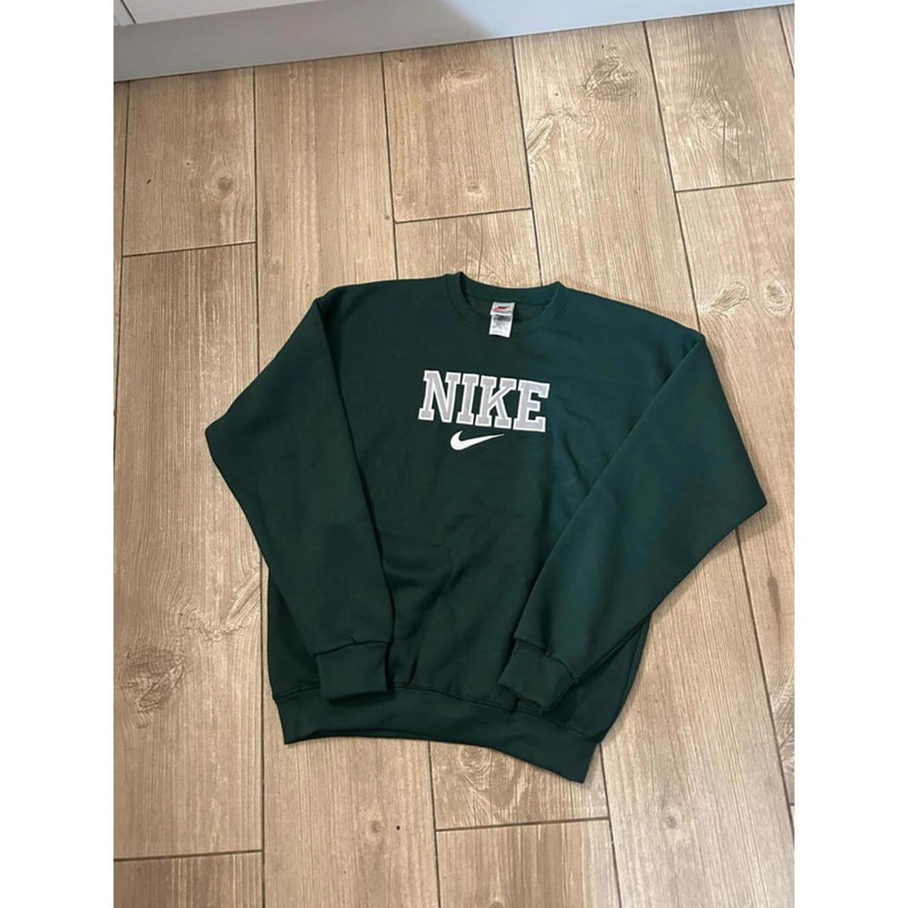 Nike Reworked Jumper Green Size large New condition... | Depop