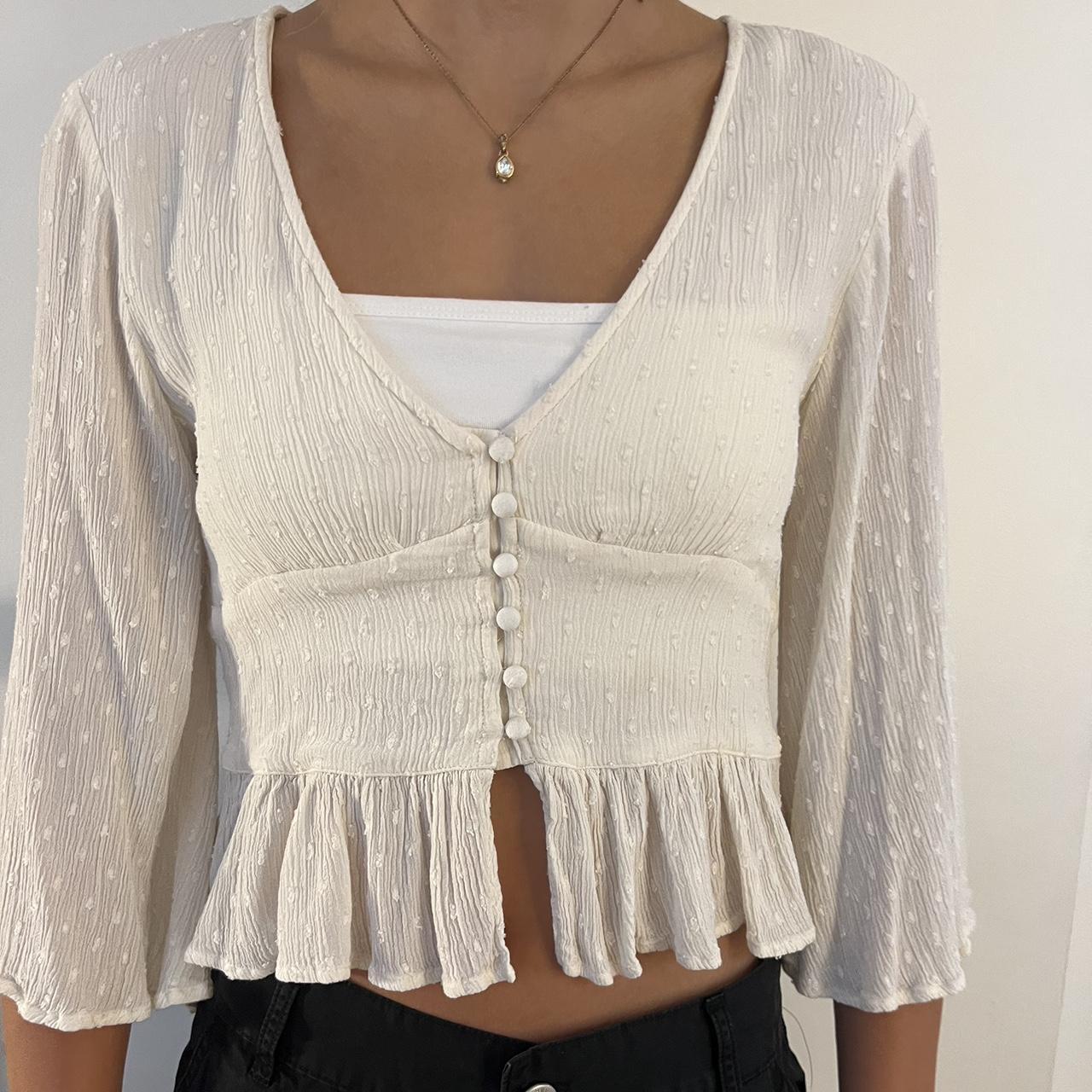 super cute white, flowy shirt from american eagle!... - Depop