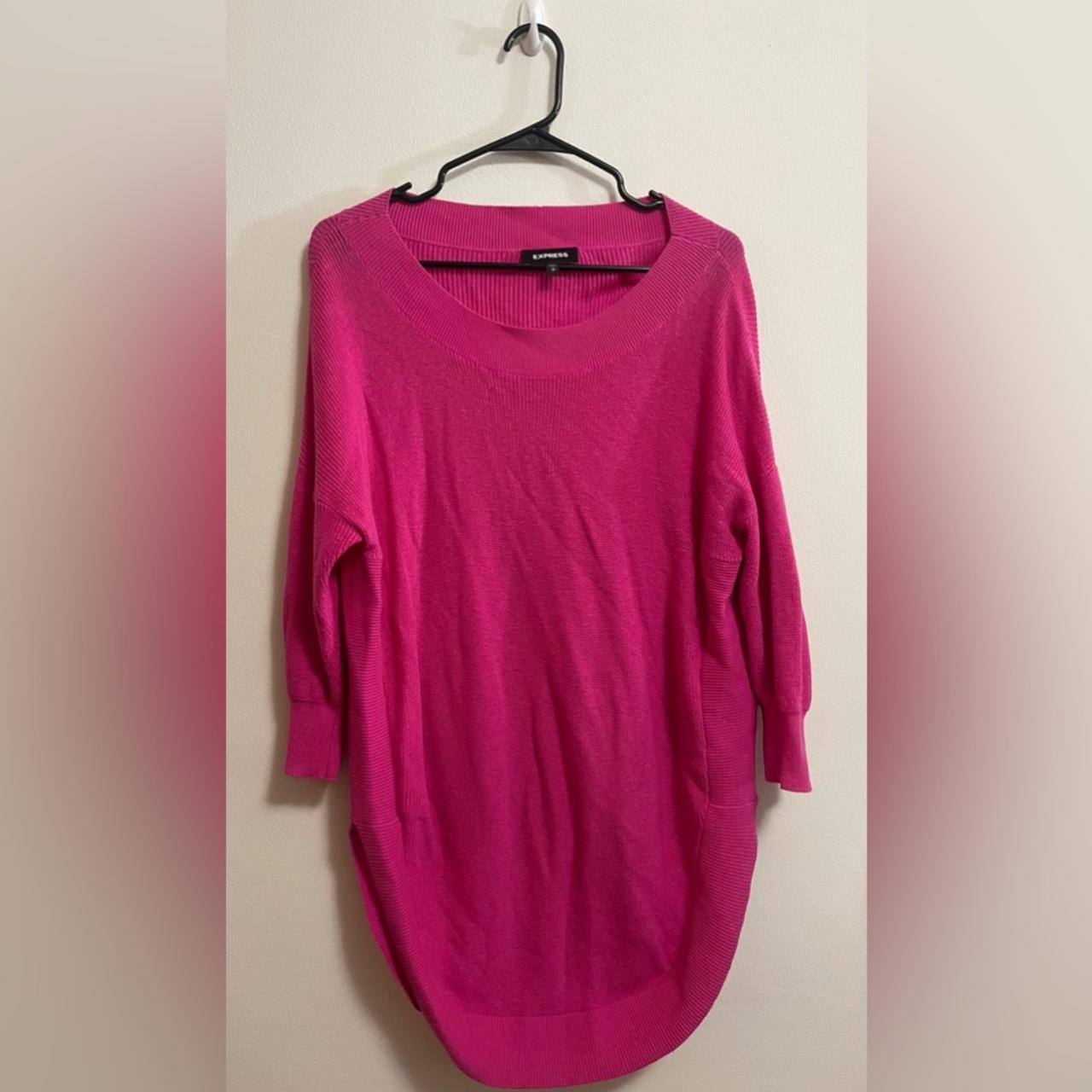 EXPRESS - Pink Knit Tunic Sweater EXPRESS - Pink... - Depop