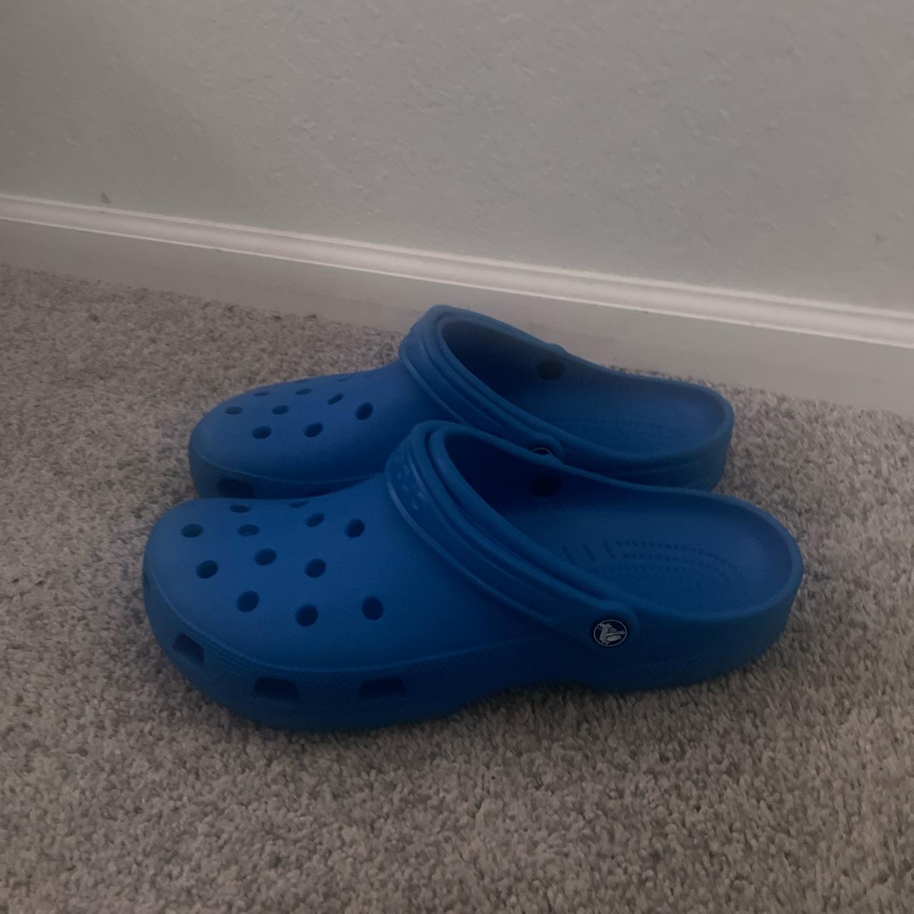 cool blue crocs worn maybe twice and never touched... - Depop