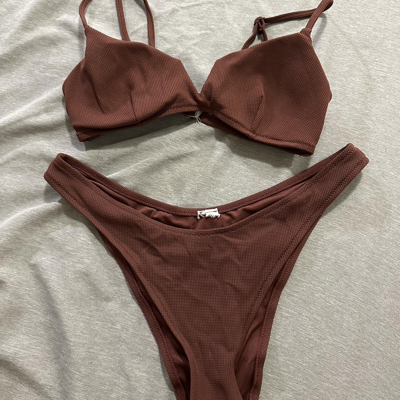 Size S Maroon bikini from asos In good... - Depop