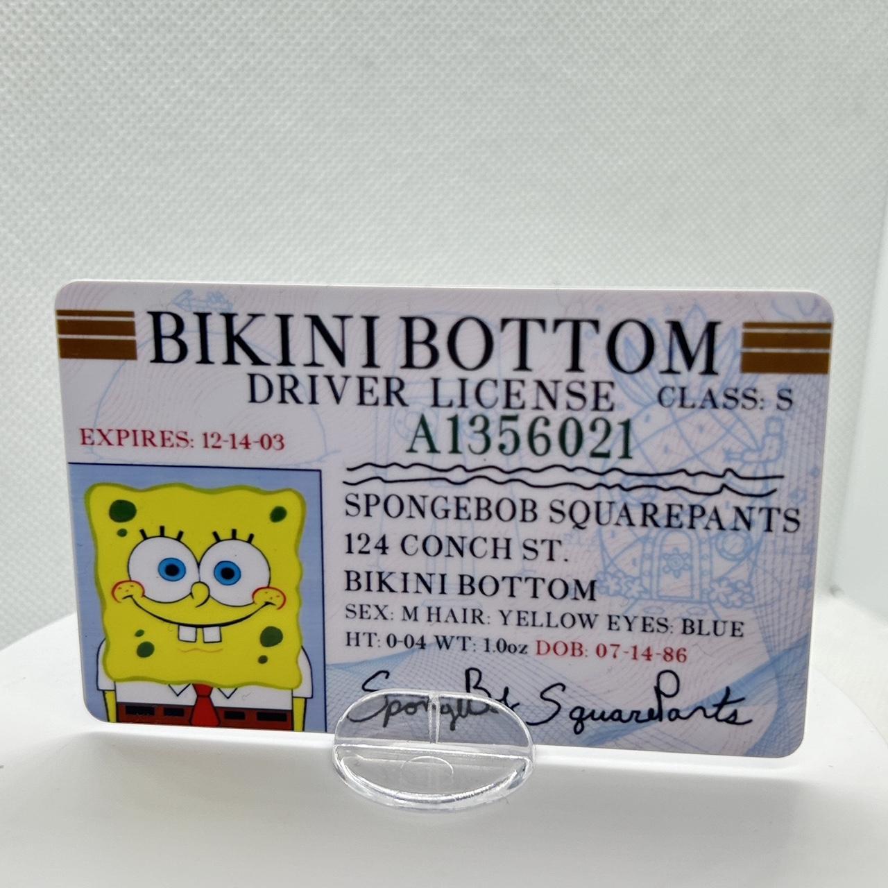 Spongebob SquarePants boaters license | Thick PVC... | Depop