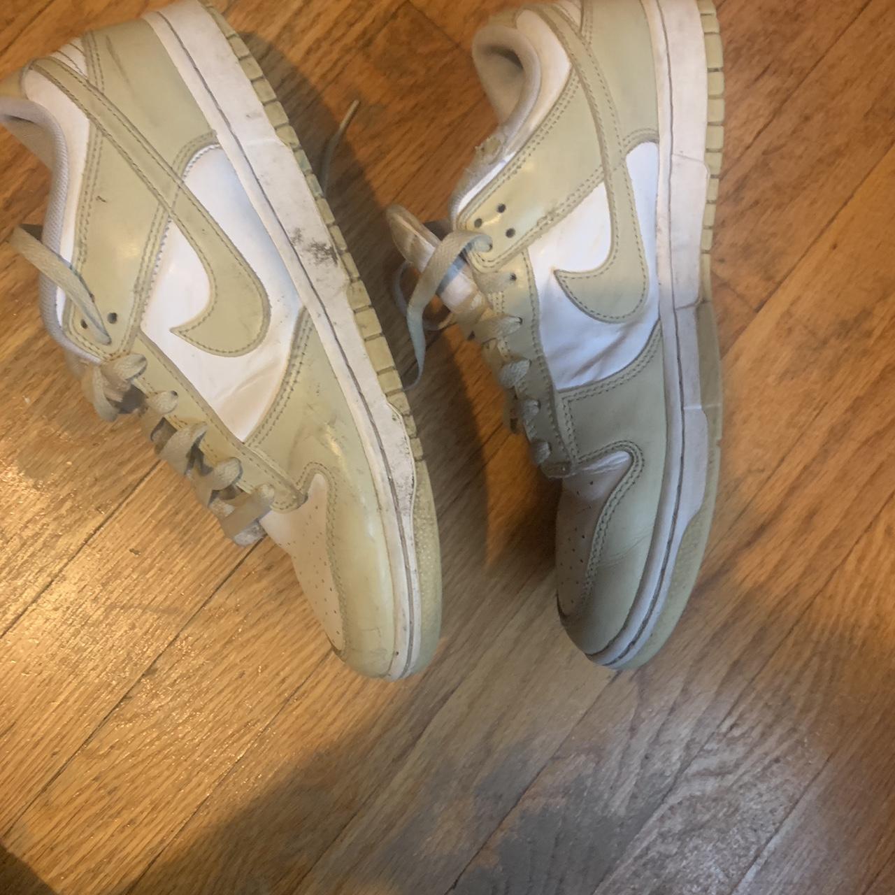 Nike Dunk Low cream and white trainers MEN SIZE 9 - Depop