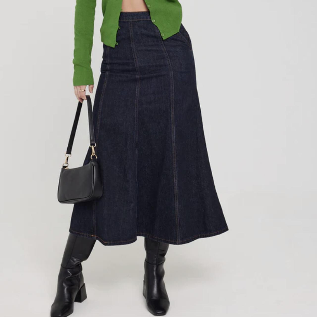 Lioness Denim Midi Skirt Size S/8 on label Never... - Depop