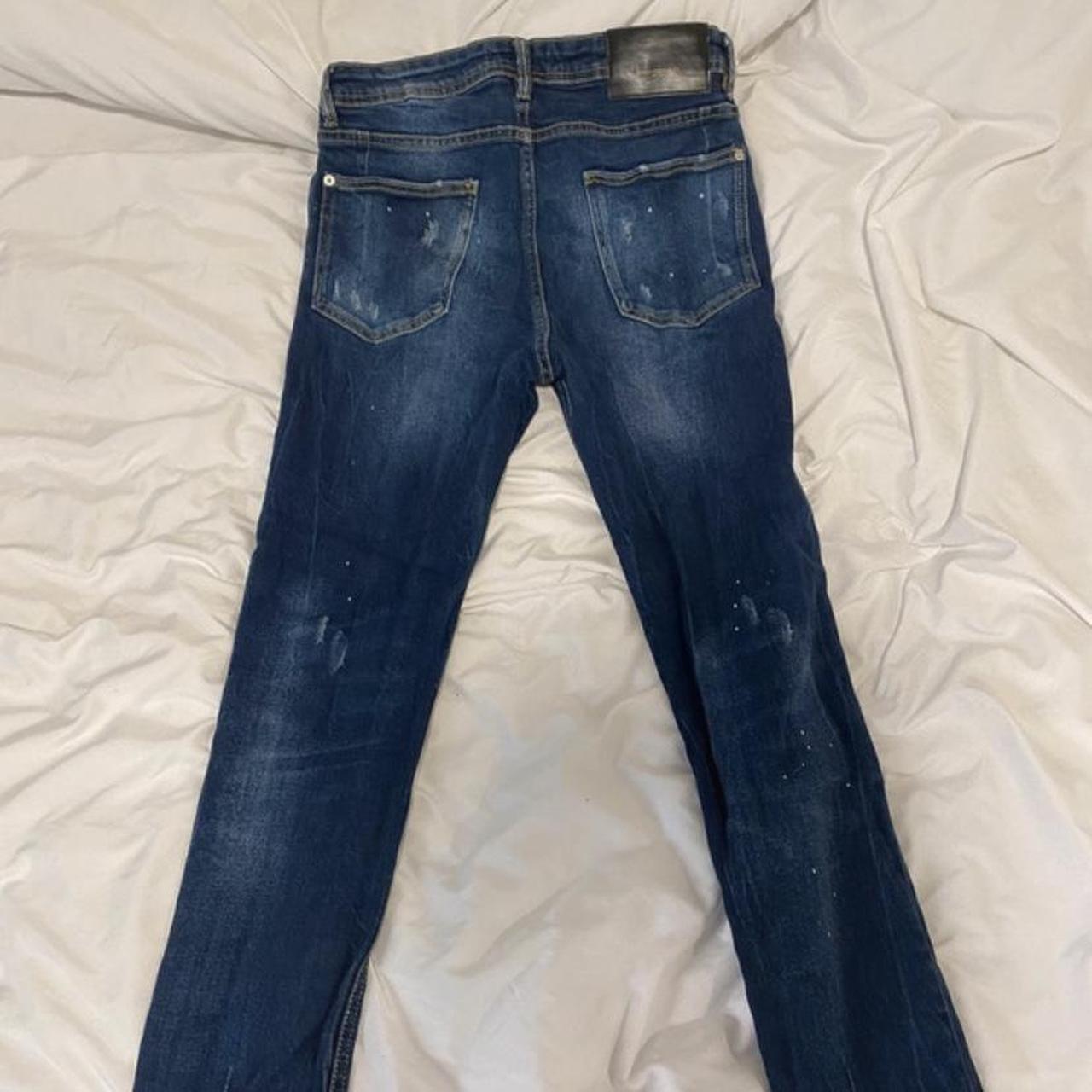 Zara paint splatter slim/skinny jeans Waist 31 All... - Depop