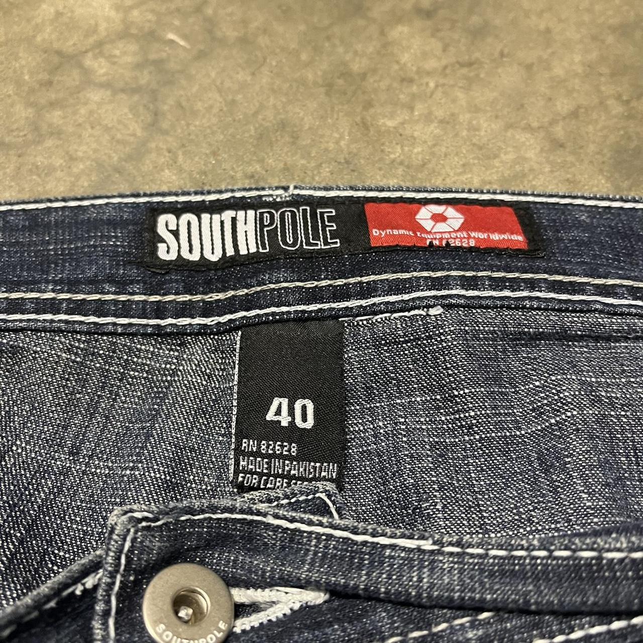 Blue baggy southpole red tab jeans size 40 waist... - Depop