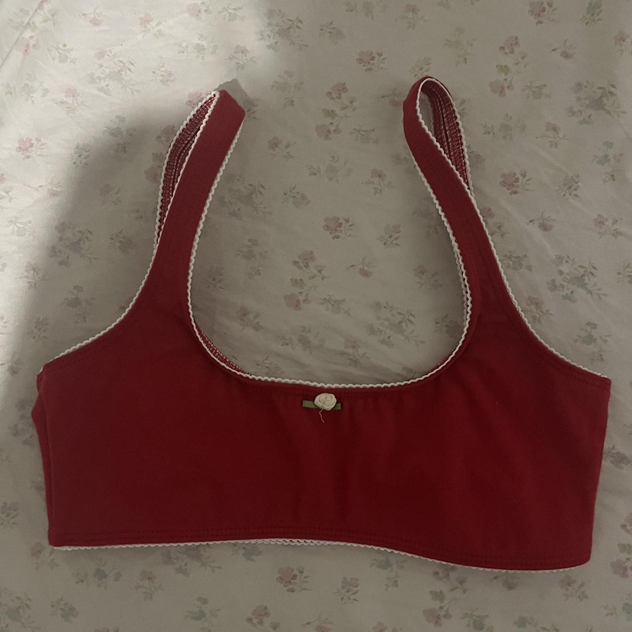 Women's Red and White Bra | Depop