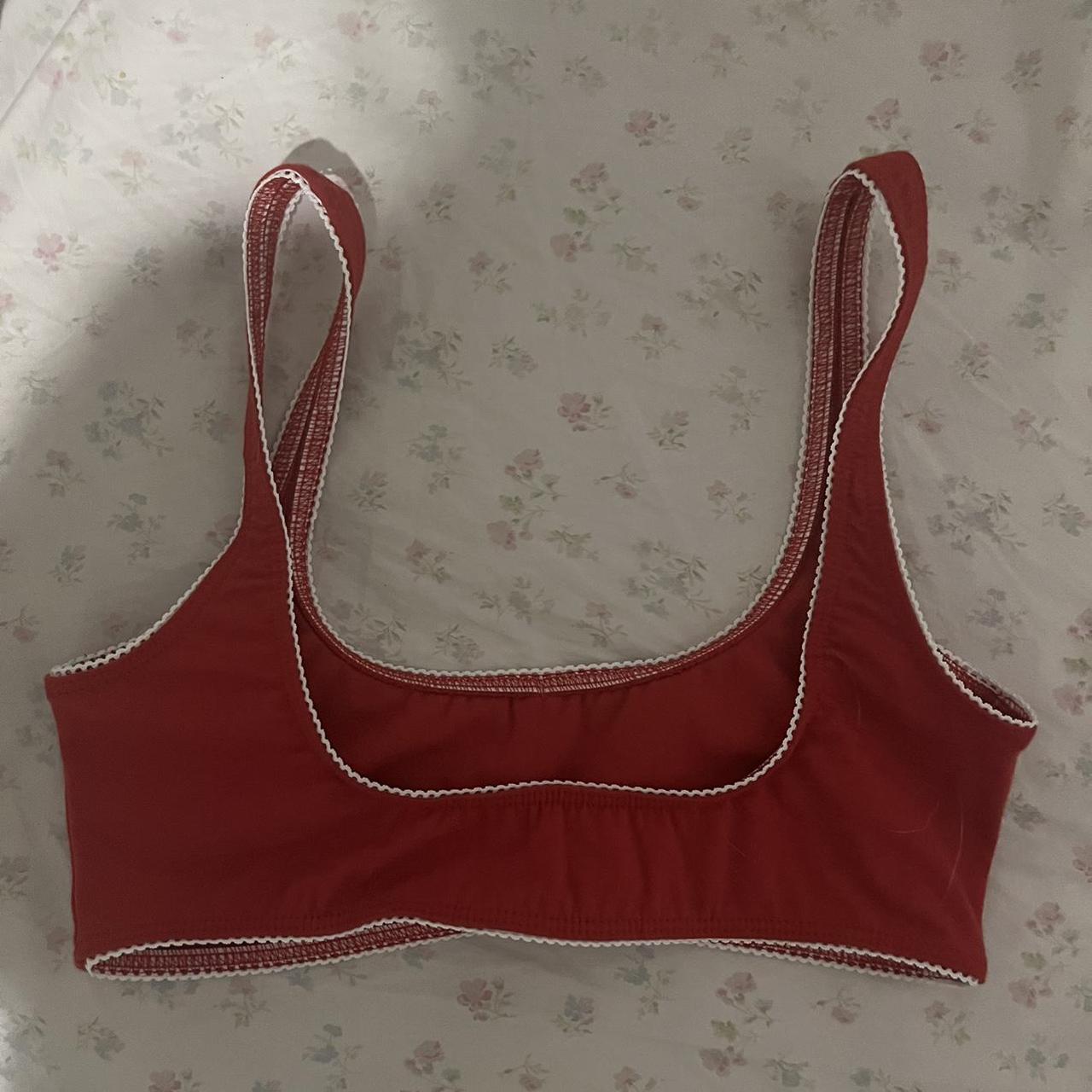 Women's Red and White Bra | Depop