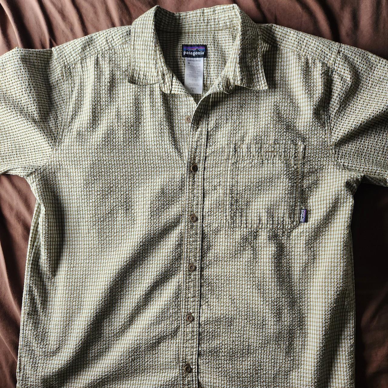 Patagonia Light Green Short Sleeve Button Up Size:... - Depop