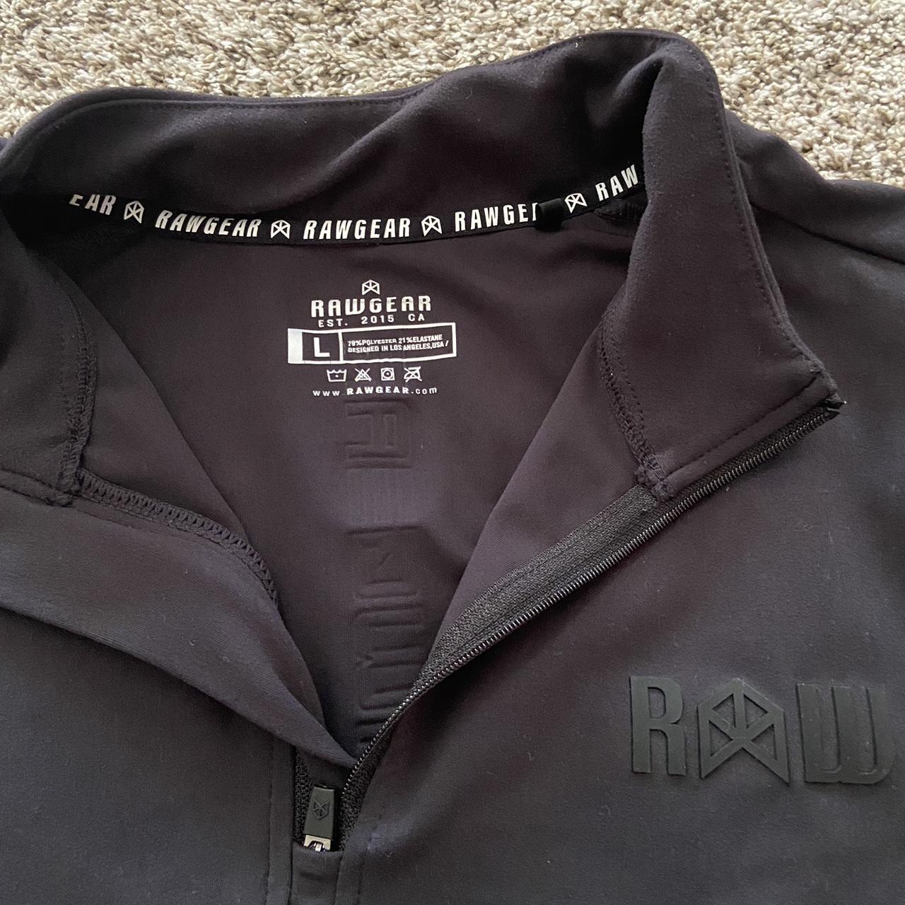 rawgear black quarter zip size: large gym/workout... - Depop