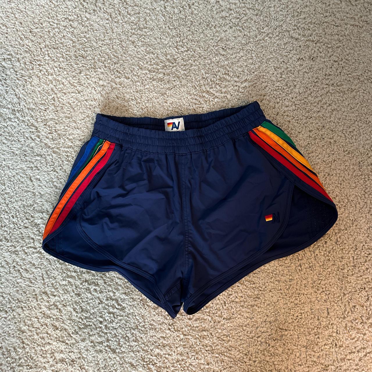 Aviator Nation Navy and rainbow shorts #rainbow - Depop