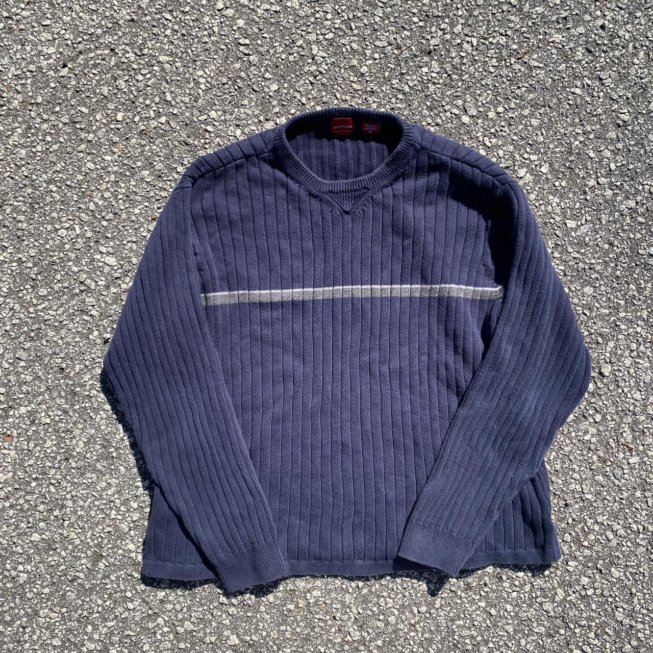 Cool 100% cotton Arrow sweater blue/navy size Medium - Depop