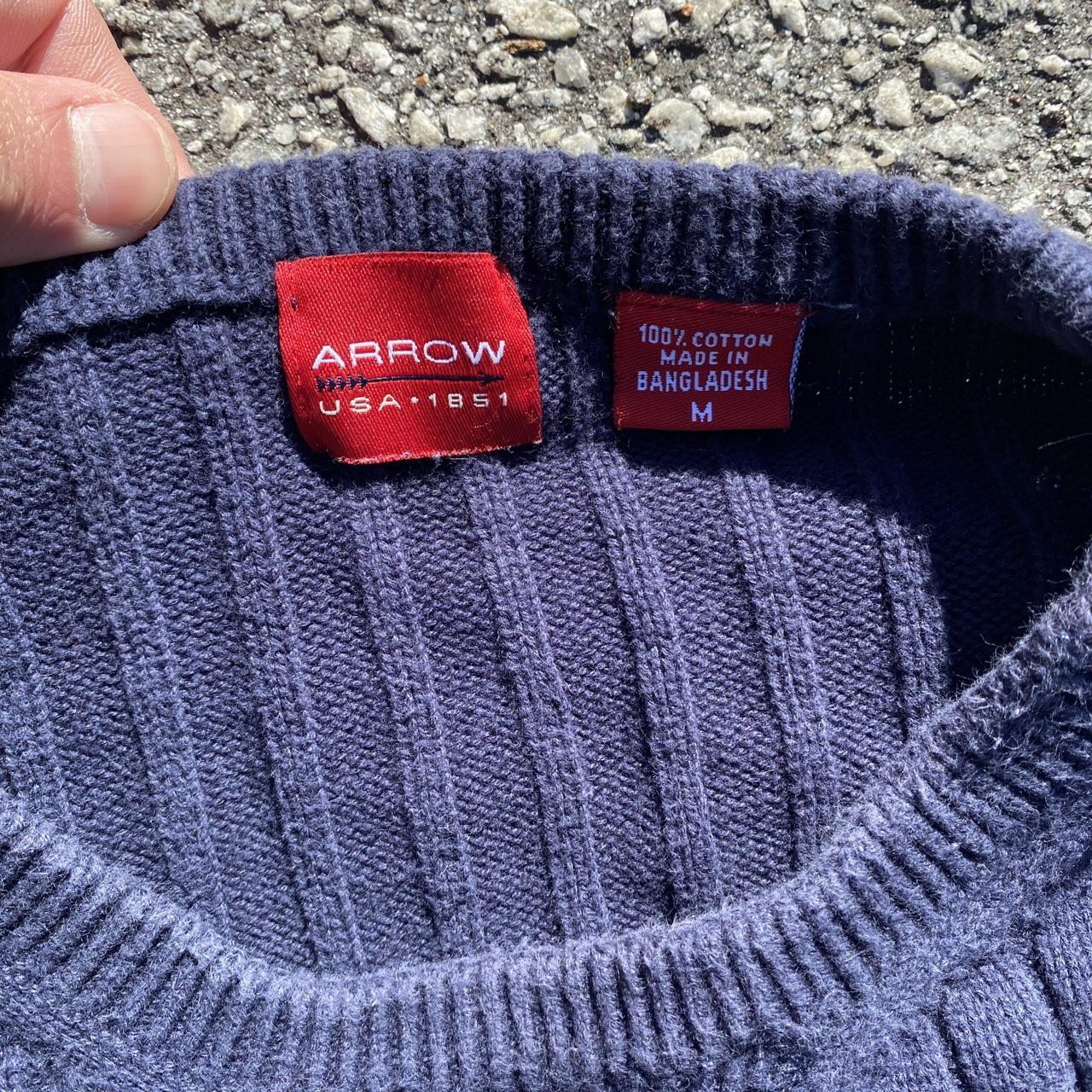 Cool 100% cotton Arrow sweater blue/navy size Medium - Depop