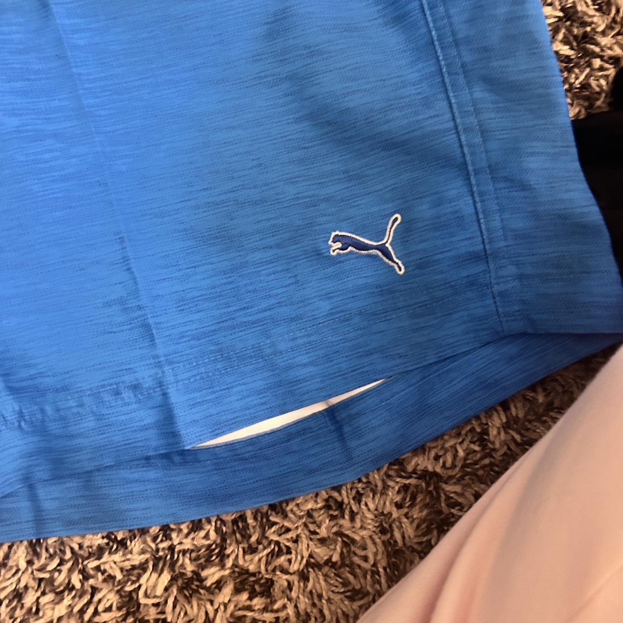 men’s puma blue + grey, and yellow shorts size... | Depop