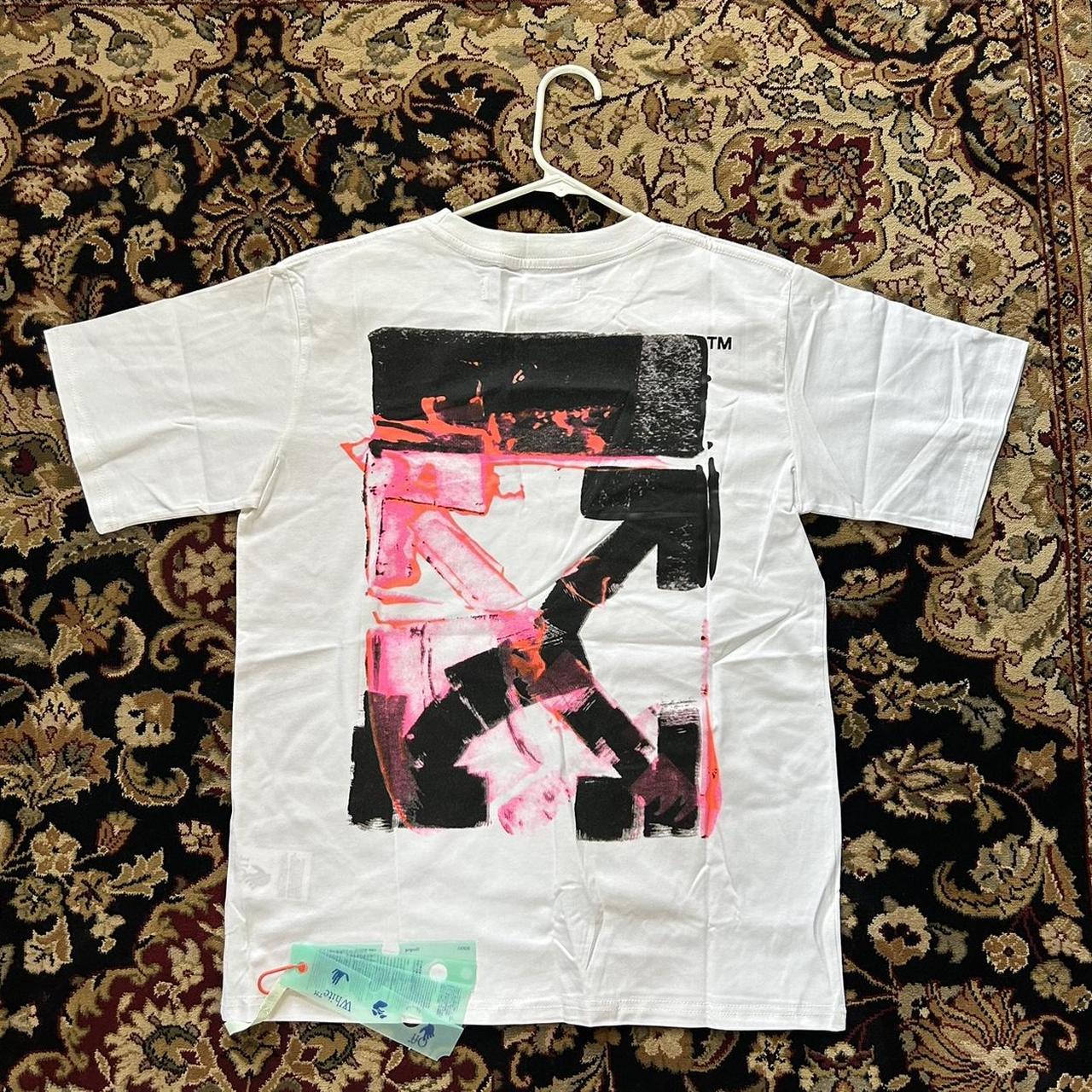 Off White Acrylic Shot Tee (Medium) material is... - Depop