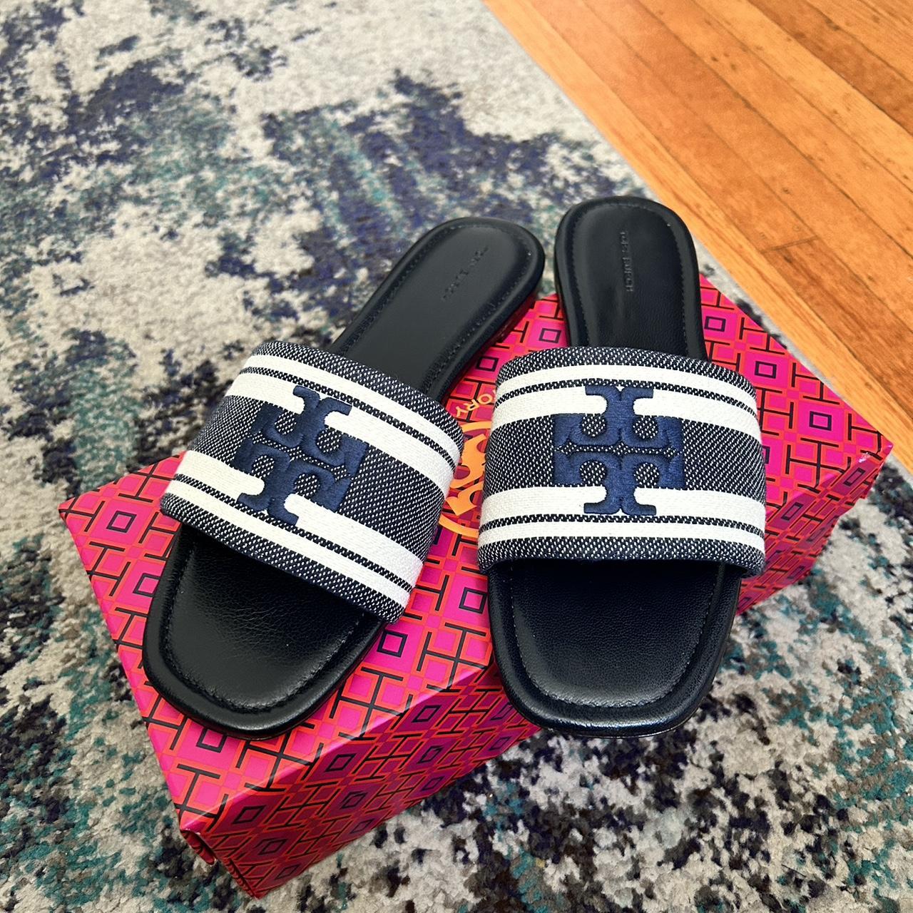 Tory Burch Double T Jacquard Slide, brand new but I... - Depop