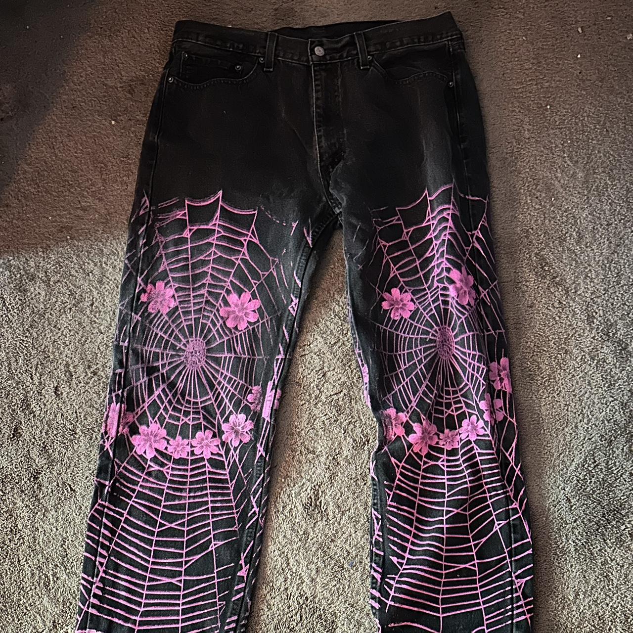 Henry Johnson Spider Web Jeans Size 38x32 They Fit... - Depop