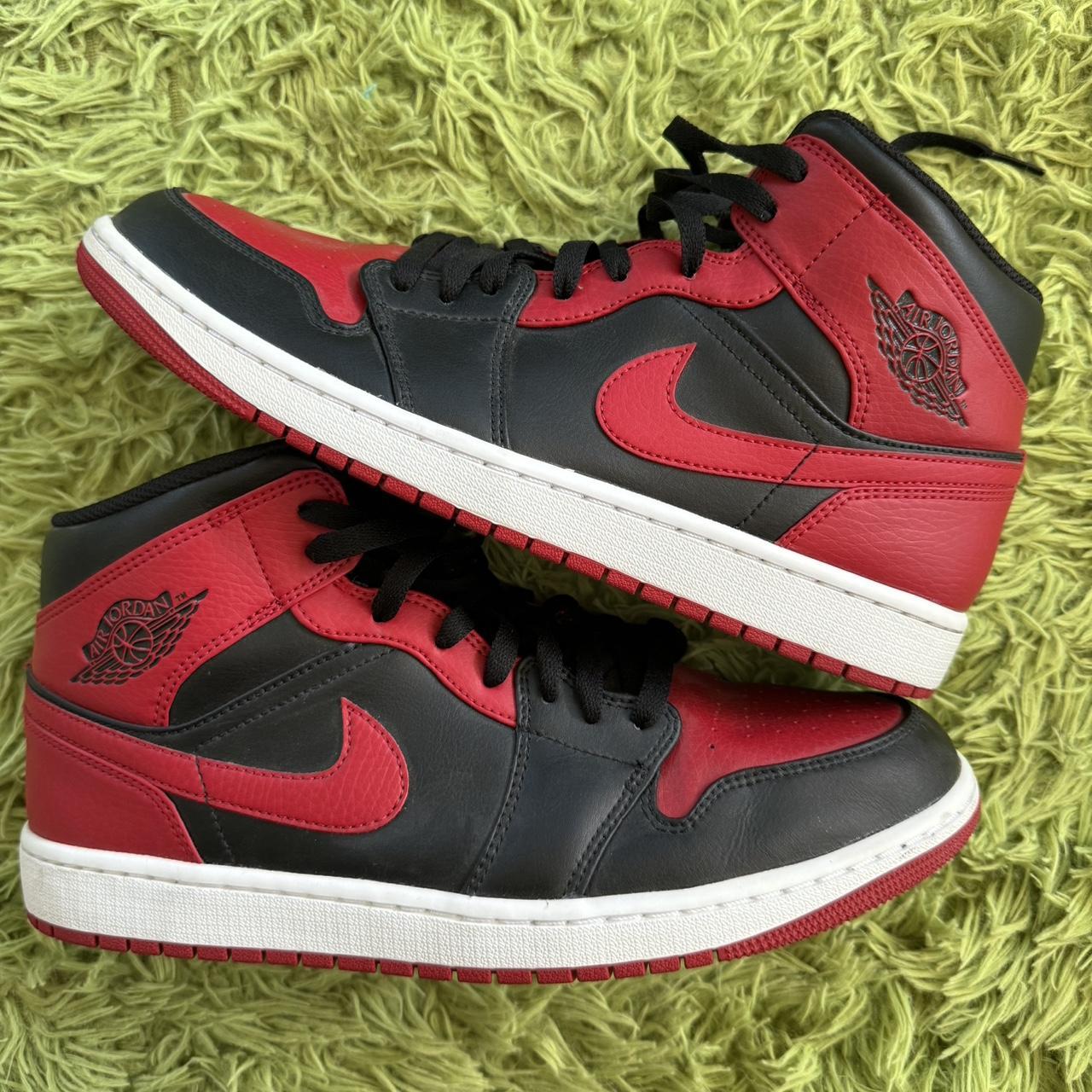 Jordan 1 Mid Banned. Worn twice and has a minor crease. - Depop