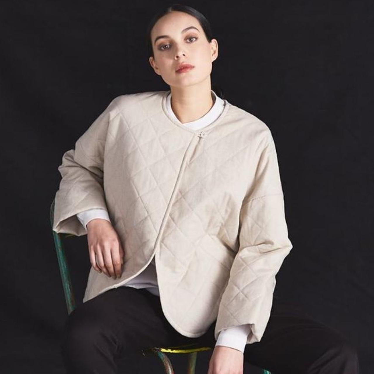 Kowtow Cream Quilted Jacket Size XS but oversized.... - Depop