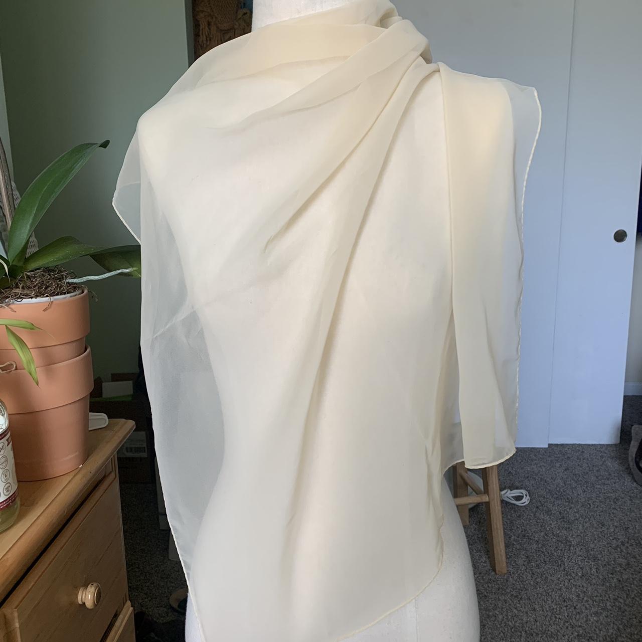 sheer cream scarf so dreamy. simple yet elegant.... - Depop