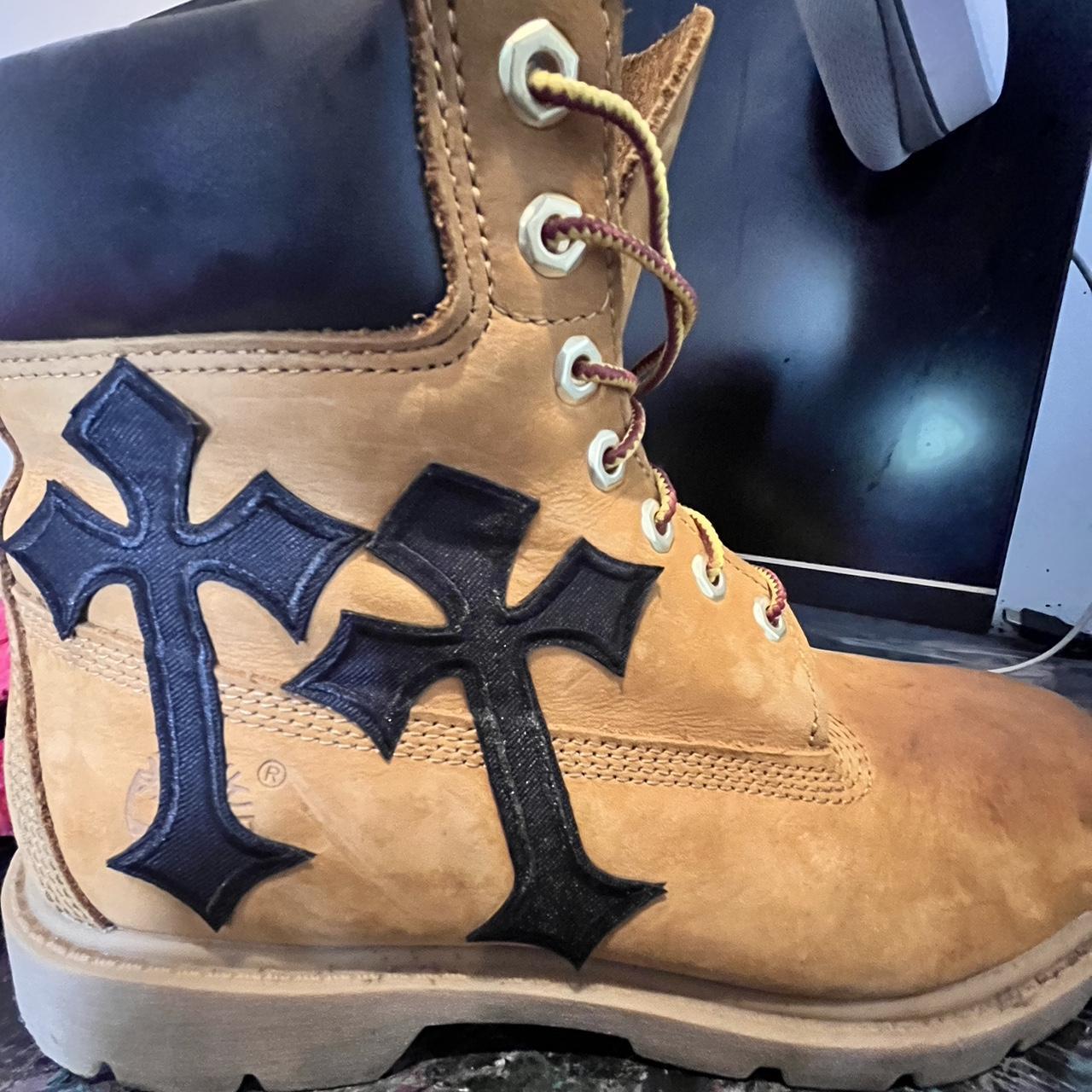 CHROME HEARTS - 1 - OF - 1 CUSTOM TIMBERLANDS... - Depop