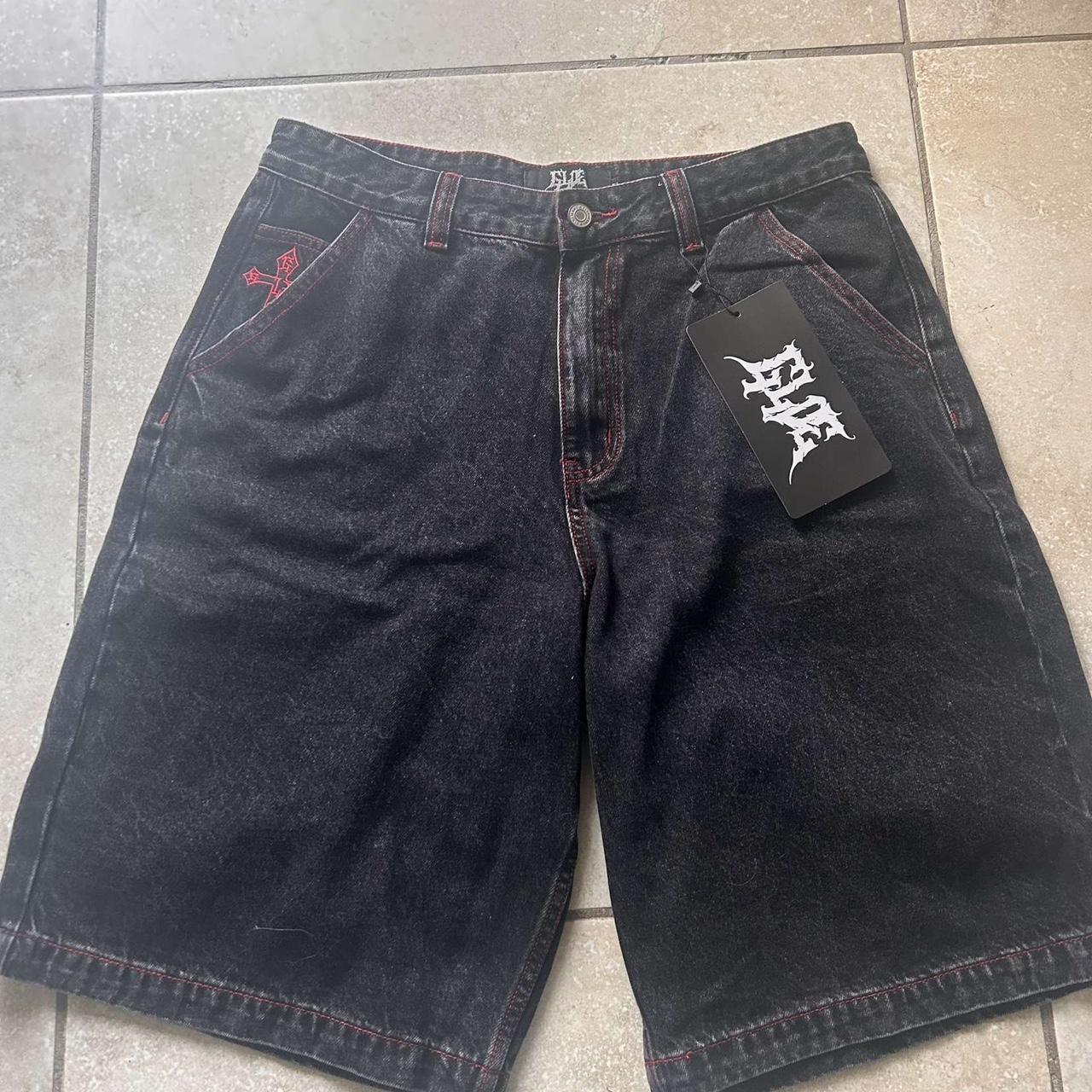 Sick cross embroided jorts, brand new Size medium - Depop