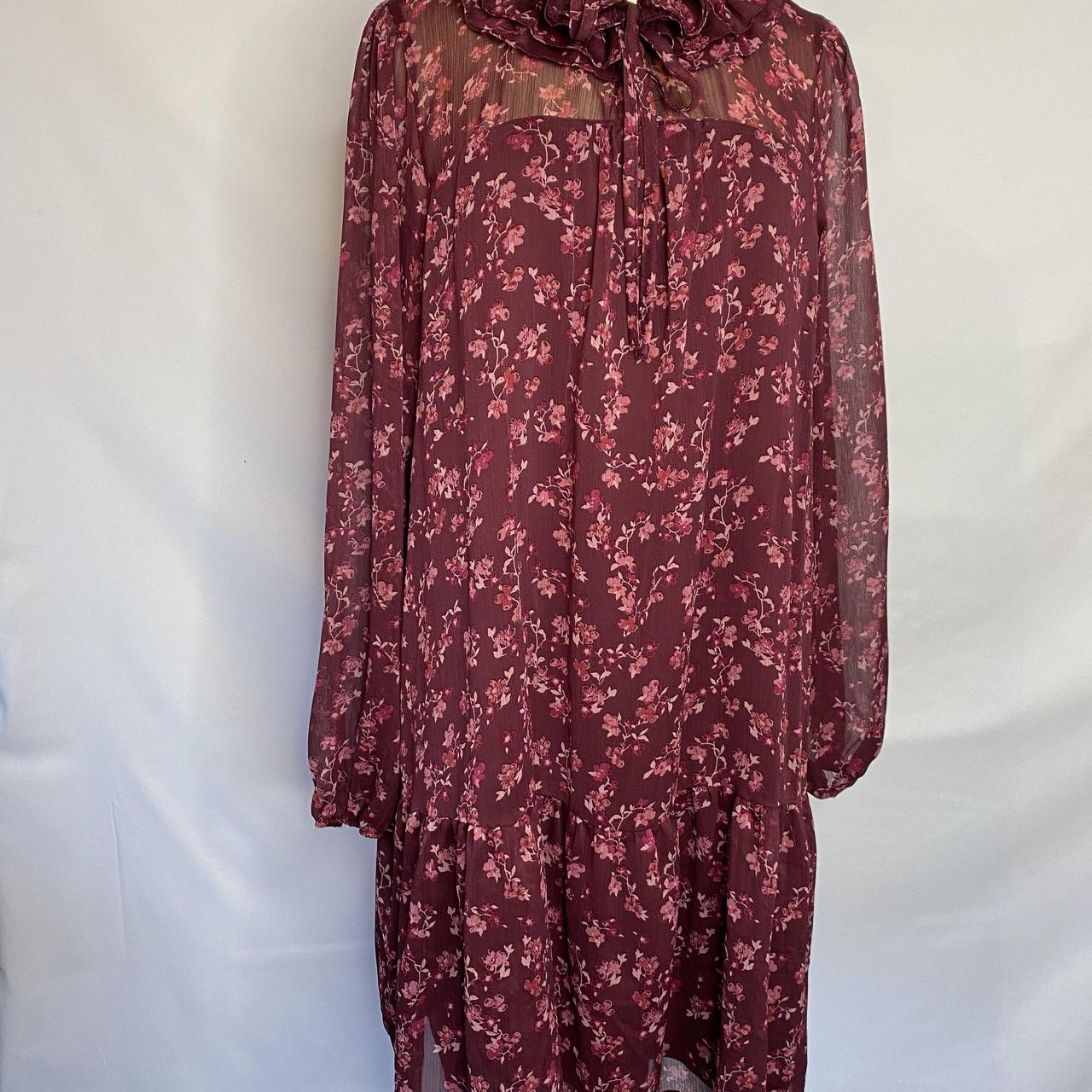 New Look - L 12 - red floral print ruffle collar... - Depop