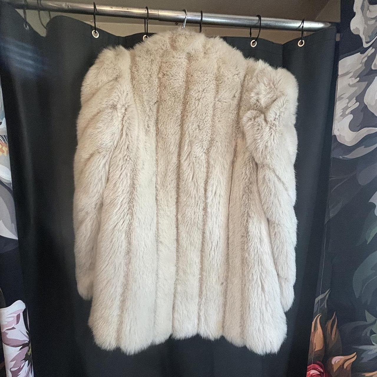 Vintage faux rabbit fur coat 1960’s, satin lining,... - Depop