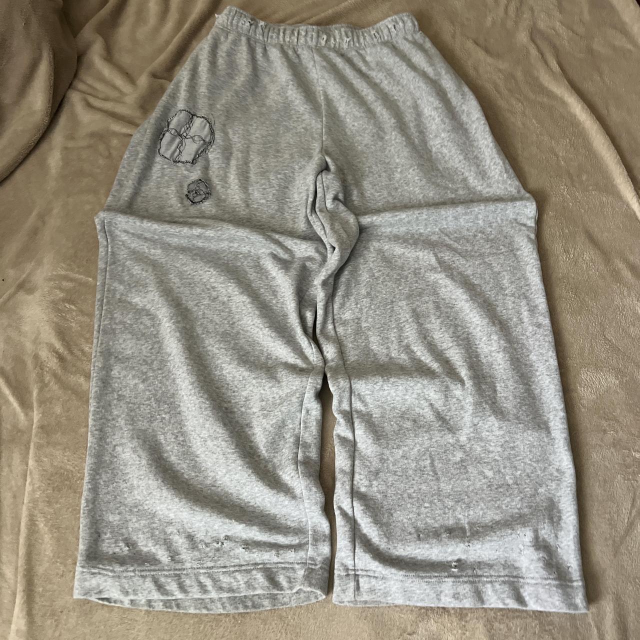 Sick Baggy Grey patchwork sweats Super baggy Sick... | Depop