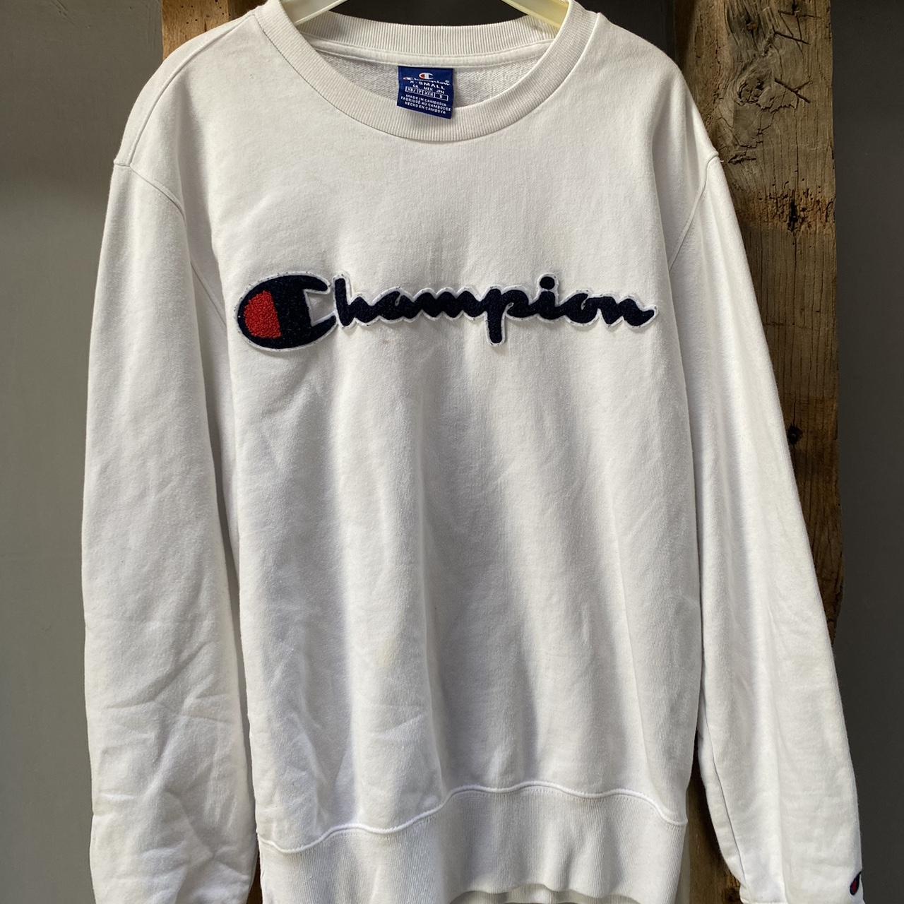 White champion sweatshirt Size men’s XS Great... - Depop