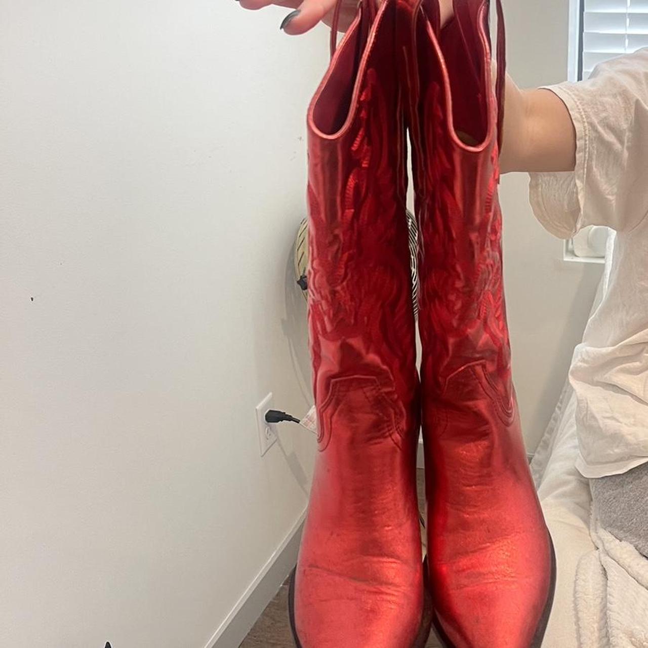 Metallic red Bellini cowboy boot!! Size 8 ️ Willing... - Depop