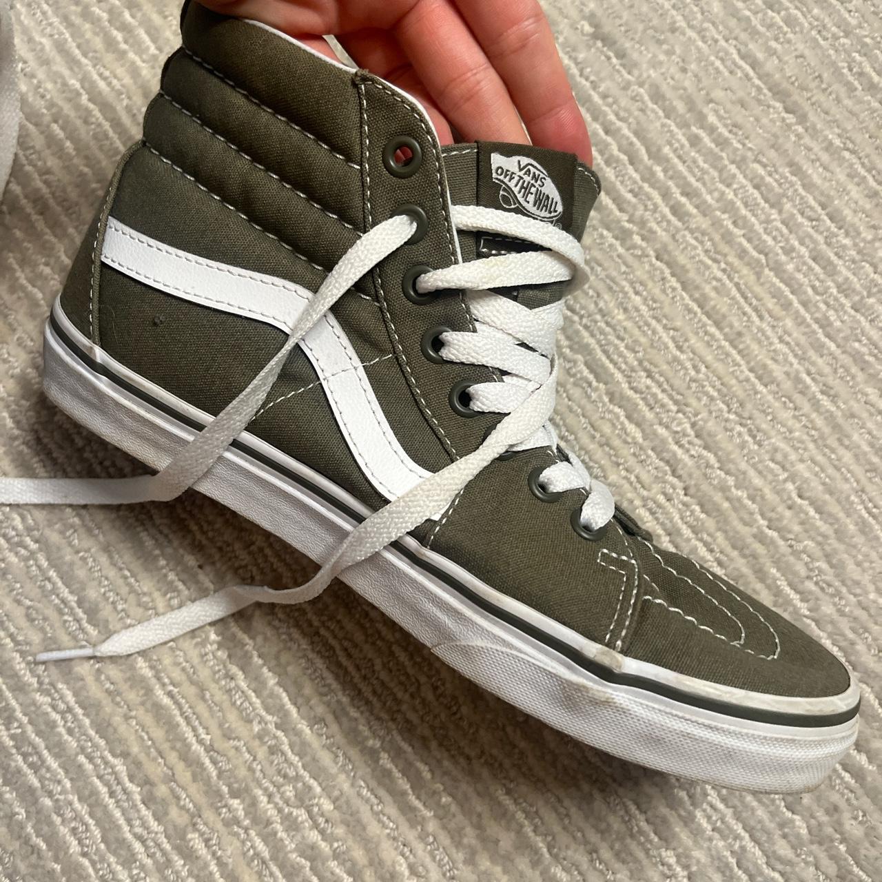 Lightly worn army green vans high tops - Depop