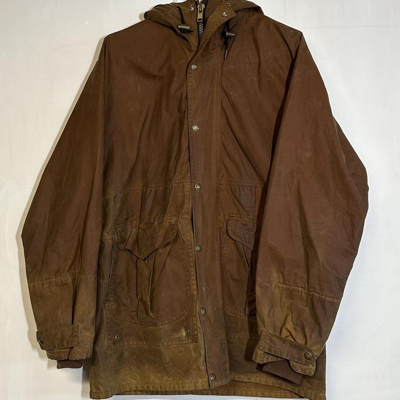 Filson waxed canvas jacket , oilslick , brown... - Depop