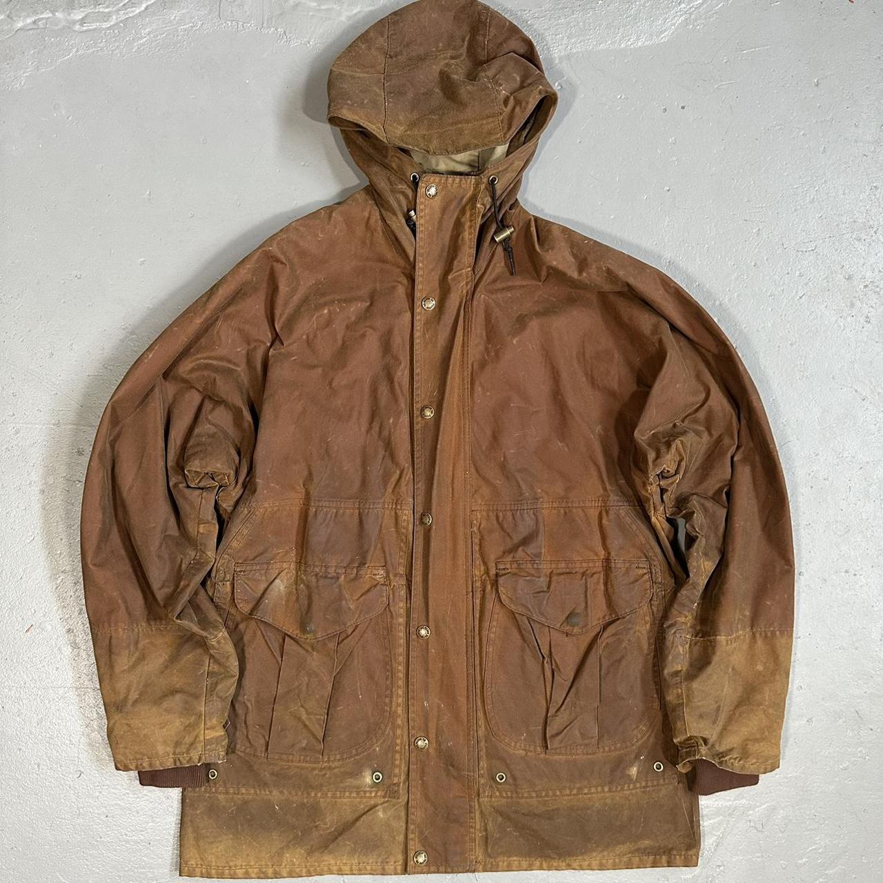 Filson waxed canvas jacket , oilslick , brown... - Depop