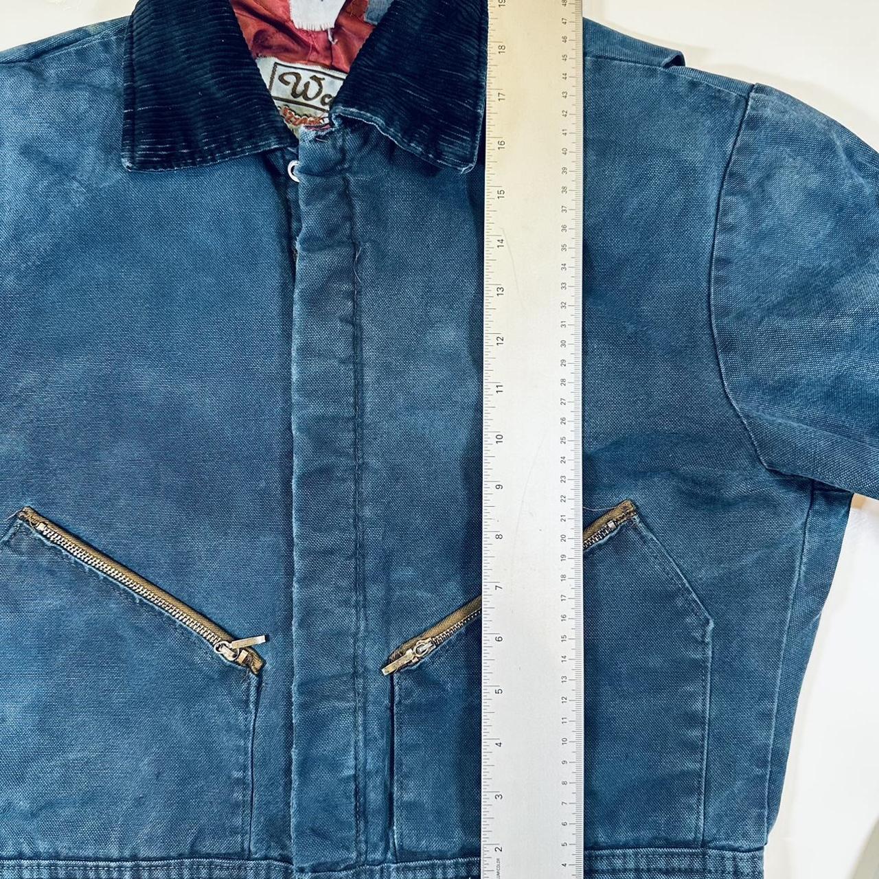 Small indigo work jacket , custom cropped and indigo... - Depop