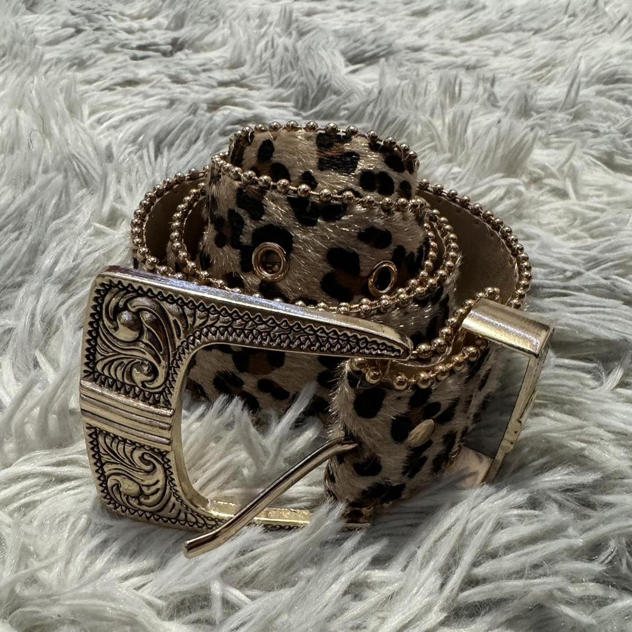 Vintage Y2K Leopard Cheetah print belt - 38 inch... - Depop