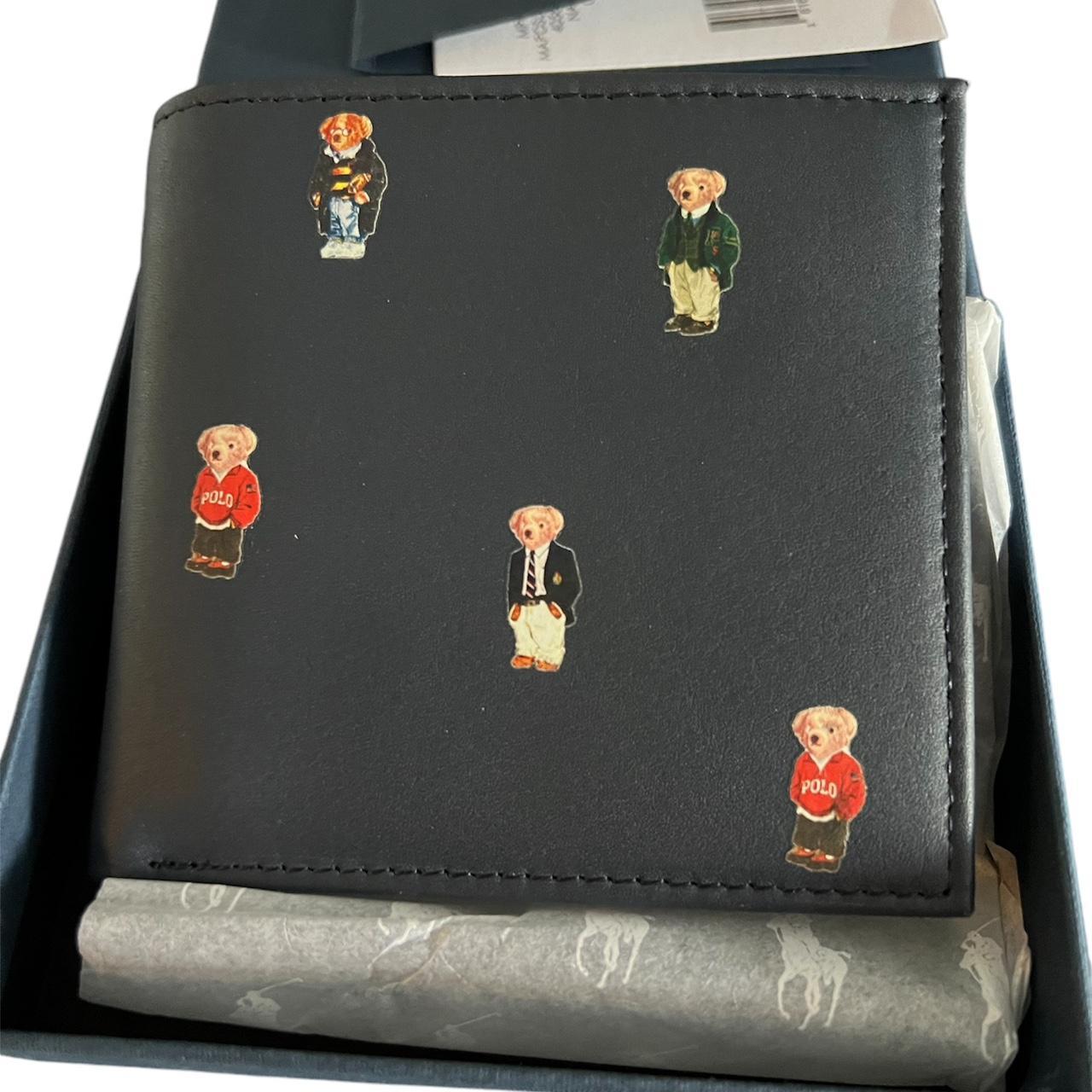 Polo Ralph Lauren Navy leather wallet with multi... - Depop
