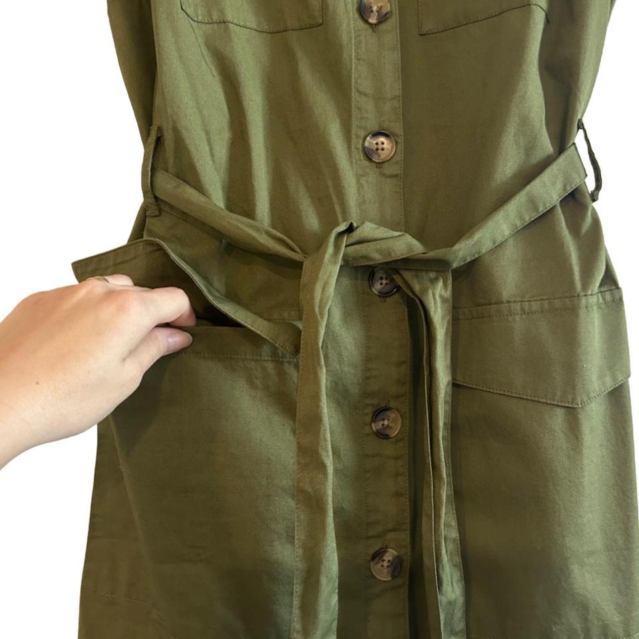 Army green cotton cargo dress size S Brand:... - Depop