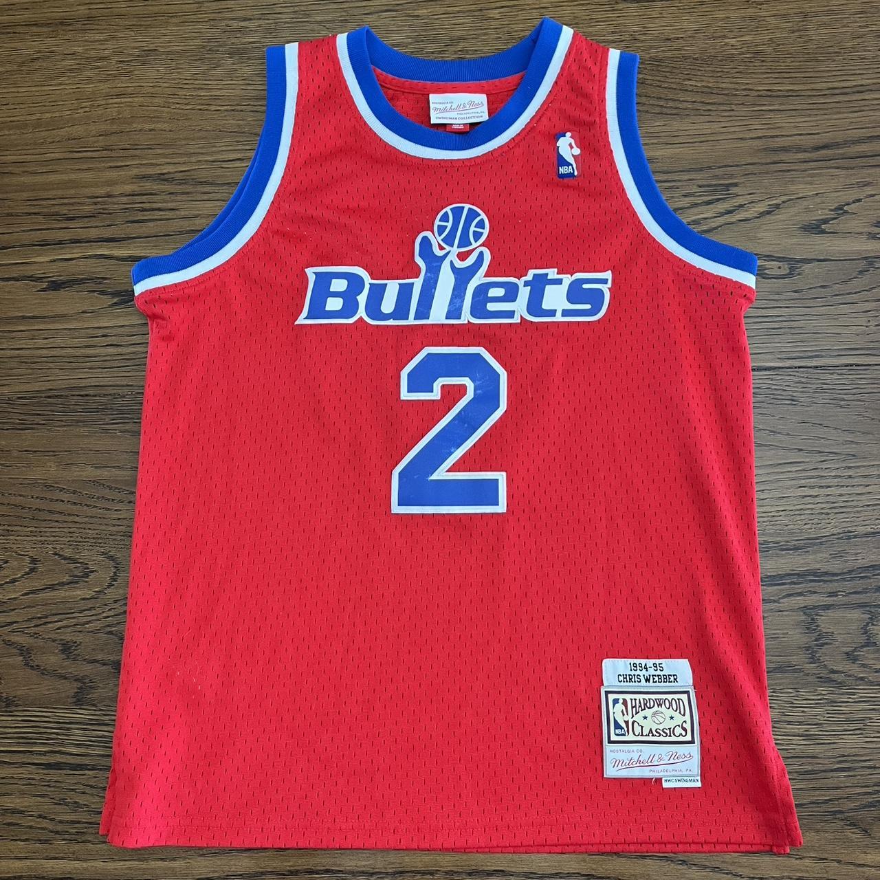 Men's Chris Webber Red Washington Bullets 1994/95... | Depop
