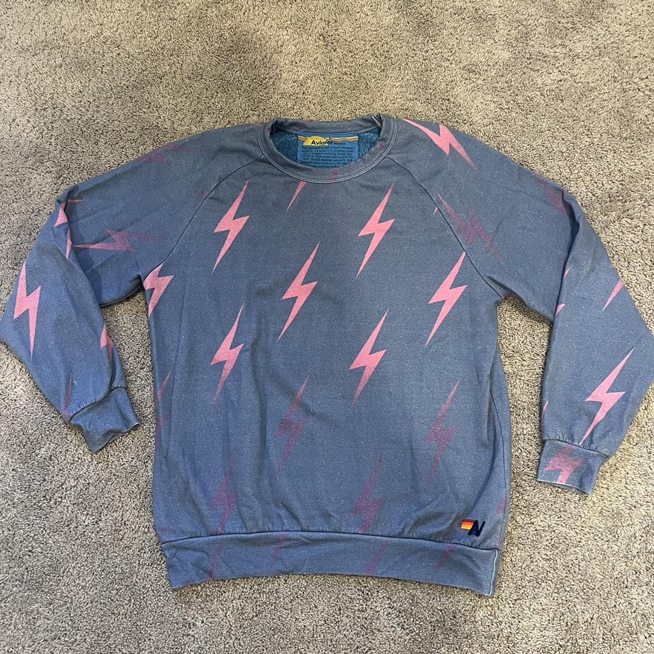 blue aviator nation crewneck with purple and pink... - Depop