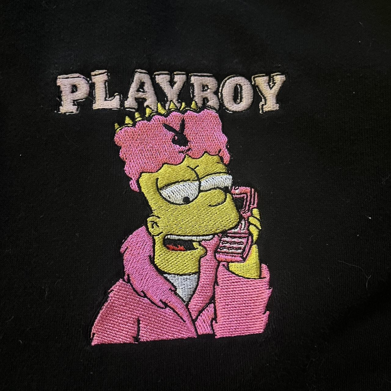 Custom Made Embroidered Playboy Bart Simpson Black... - Depop