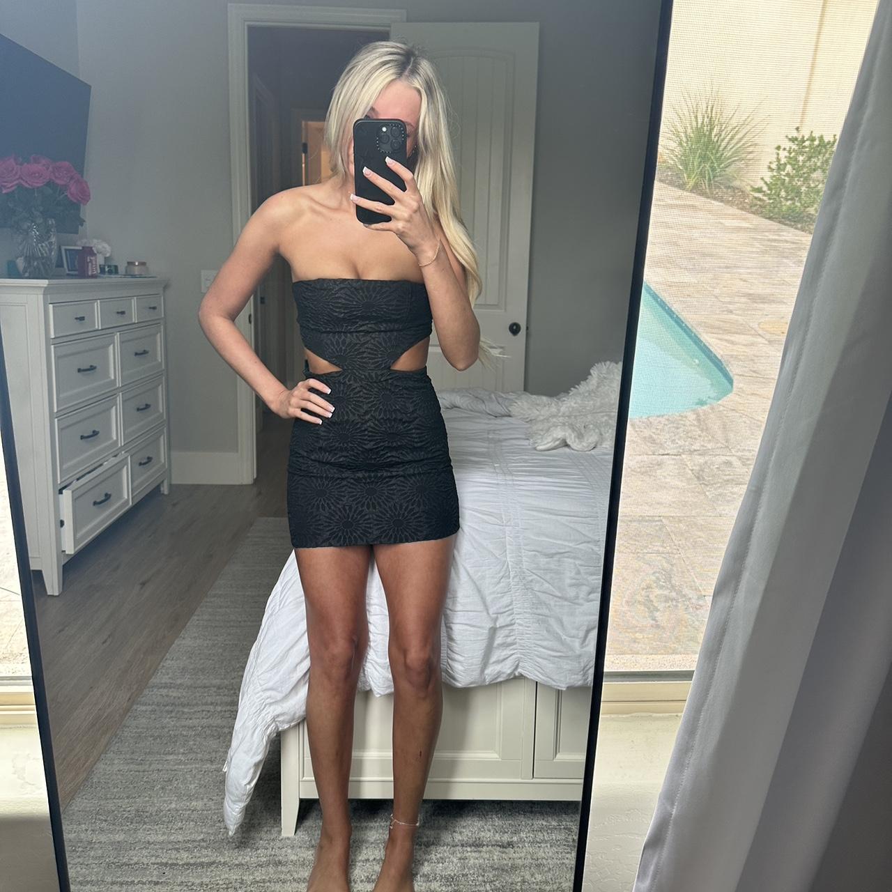 Naomi cut out mini dress black - Depop