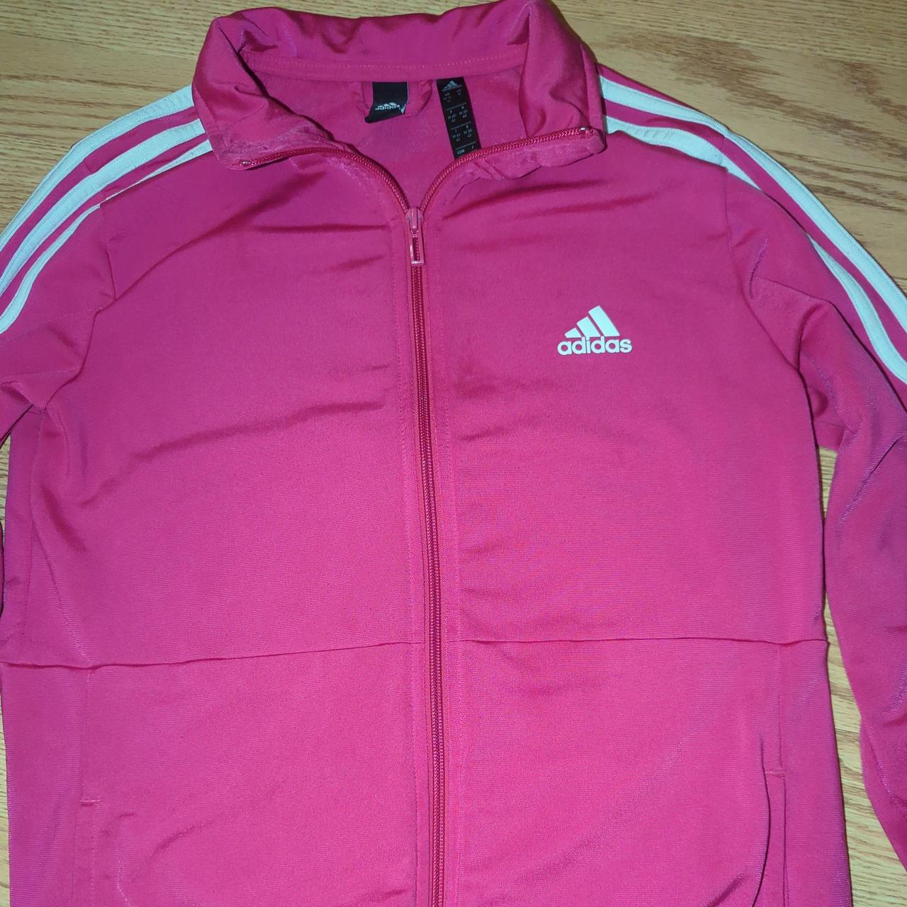 Retro looking Adidas HOT PINK tracksuit jacket. SIZE... - Depop