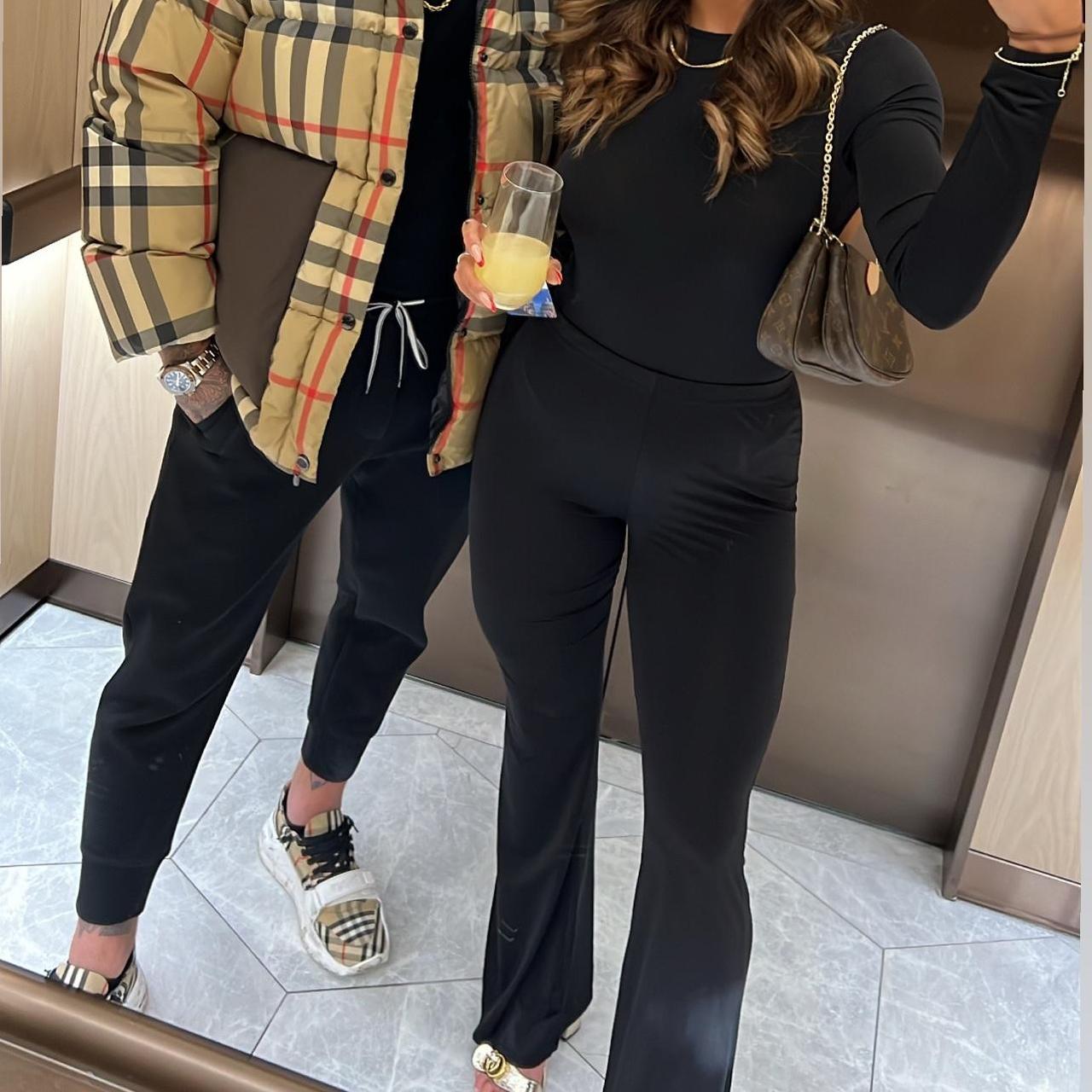 Black Slinky PLT Co-Ord Black Slinky Skinny Flared... - Depop