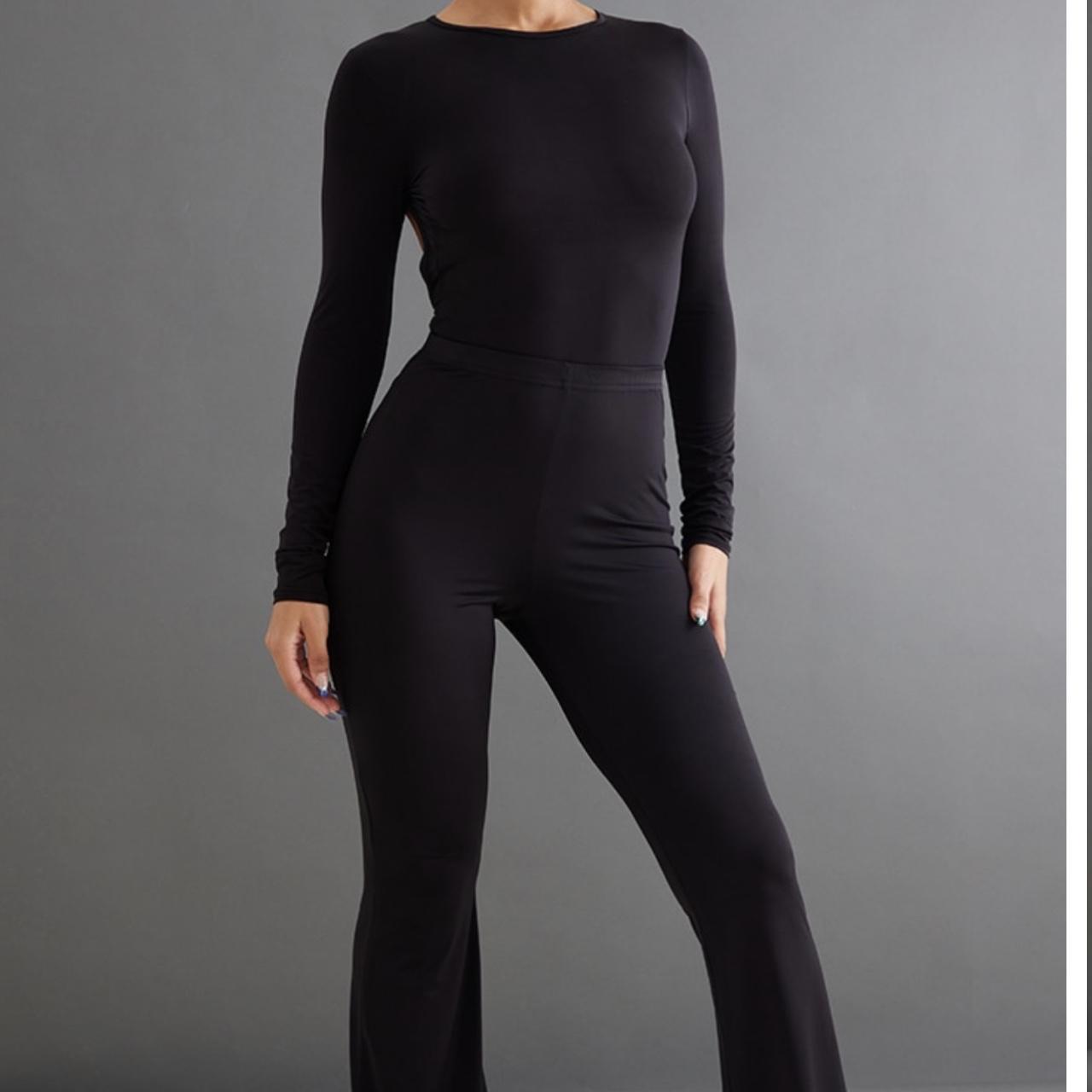 Black Slinky PLT Co-Ord Black Slinky Skinny Flared... - Depop