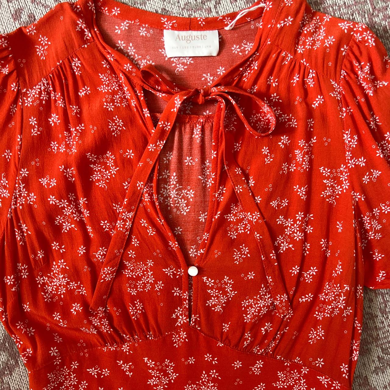 Auguste red dress. Side zip closure. Like new. Worn... | Depop