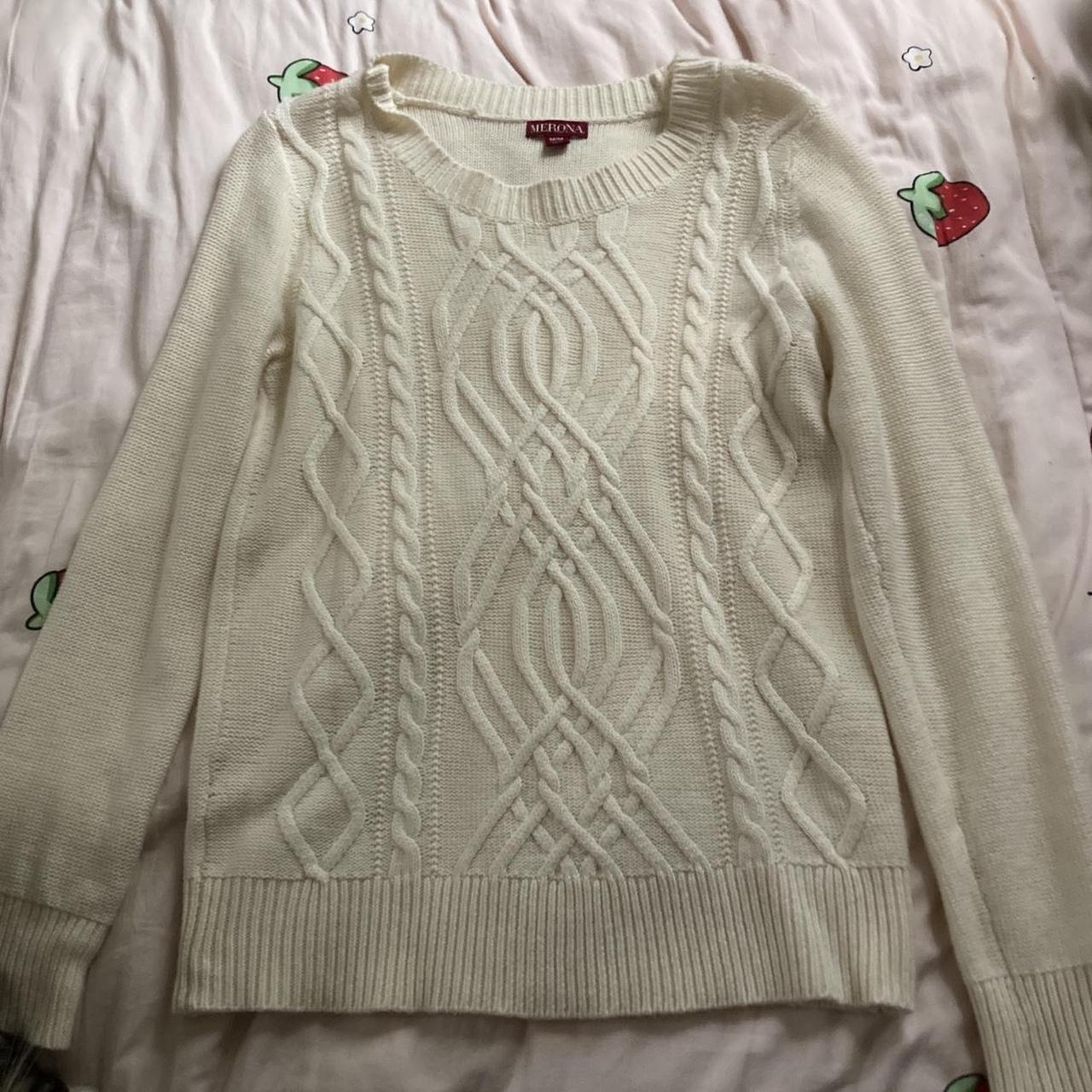 medium cream MERONA cable knit sweater #sweater... - Depop