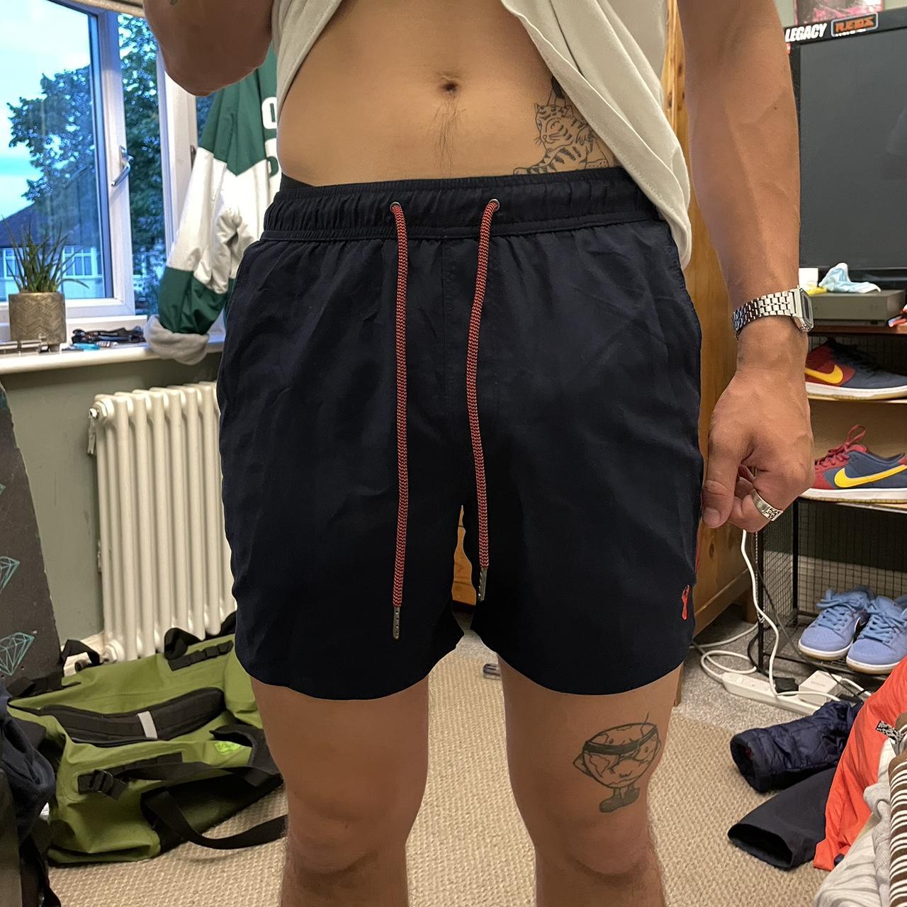 Navy and red next swim trunks - Depop